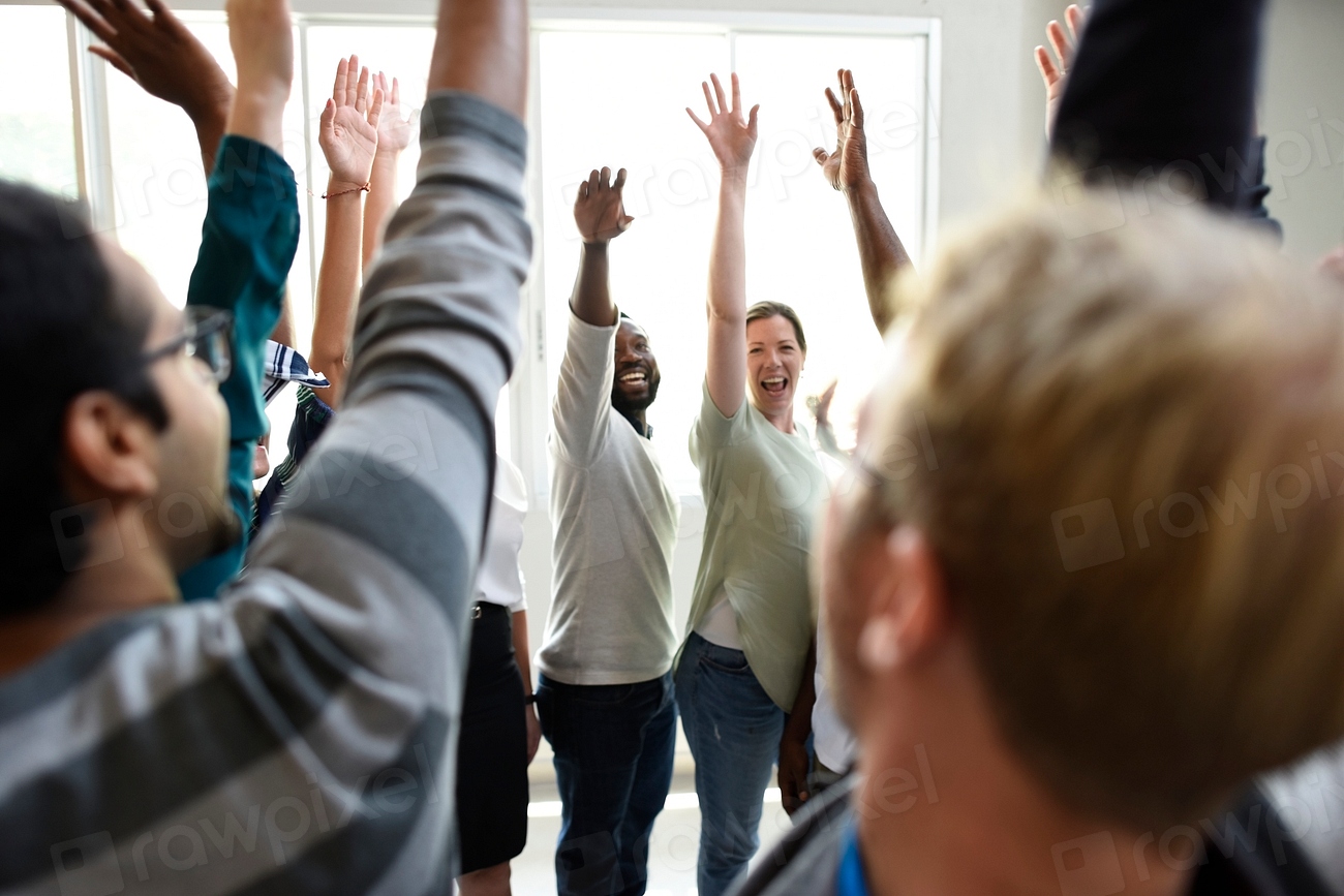 Diversity teamwork with raised hands | Premium Photo - rawpixel