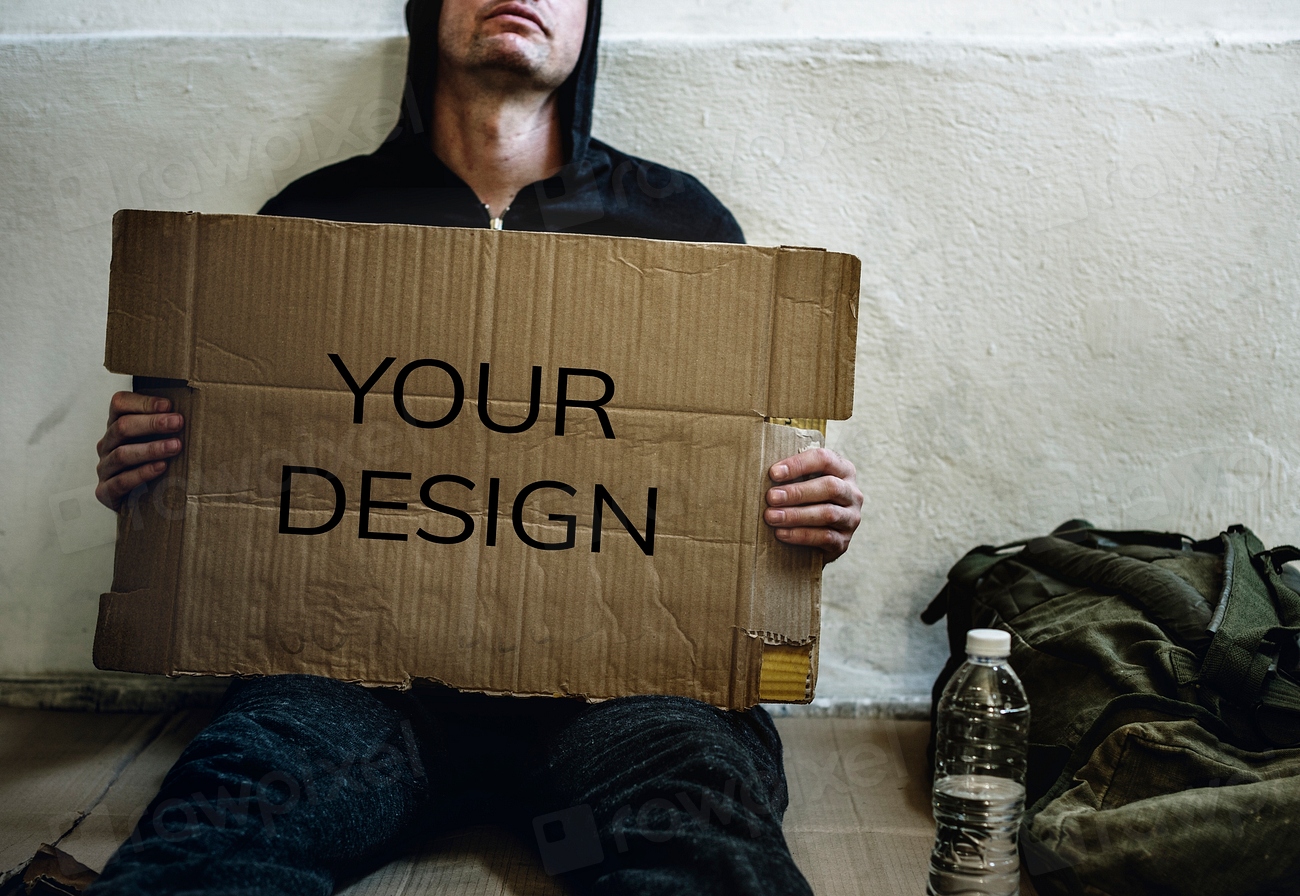 Homeless guy cardboard sign | Premium PSD - rawpixel