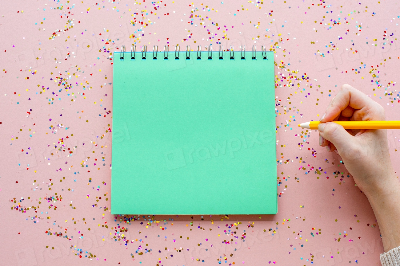 Blank notebook and pen confetti | Premium Photo - rawpixel