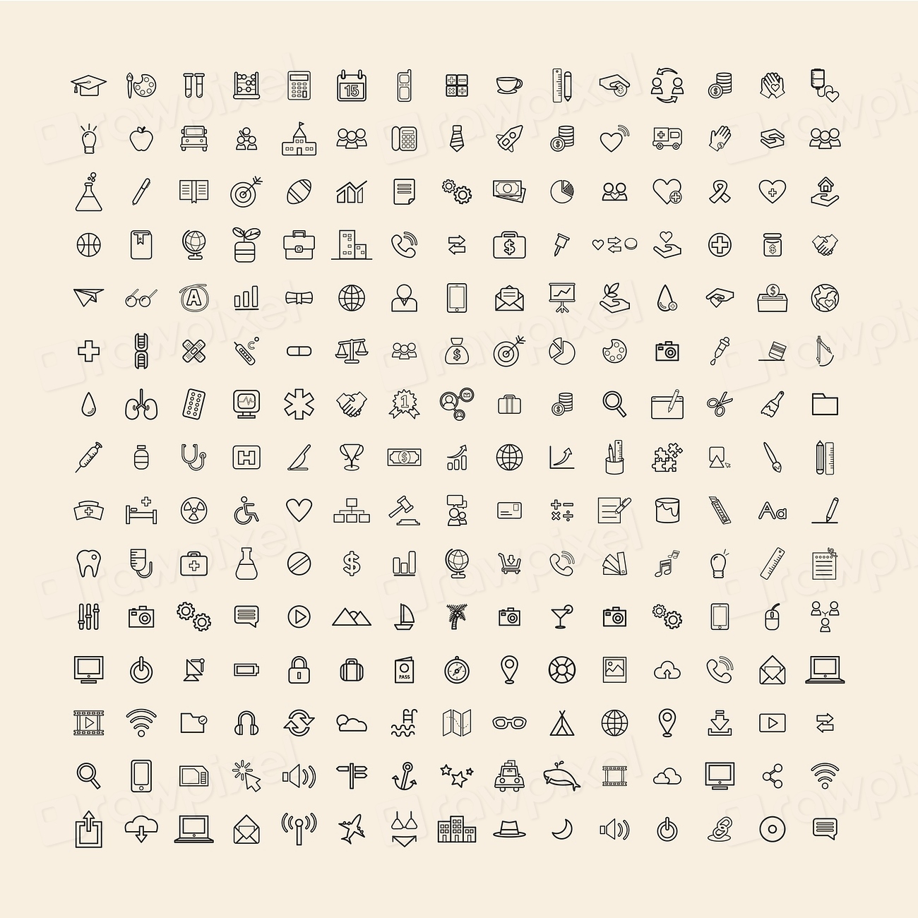 Illustration mixed icons set | Premium Vector - rawpixel