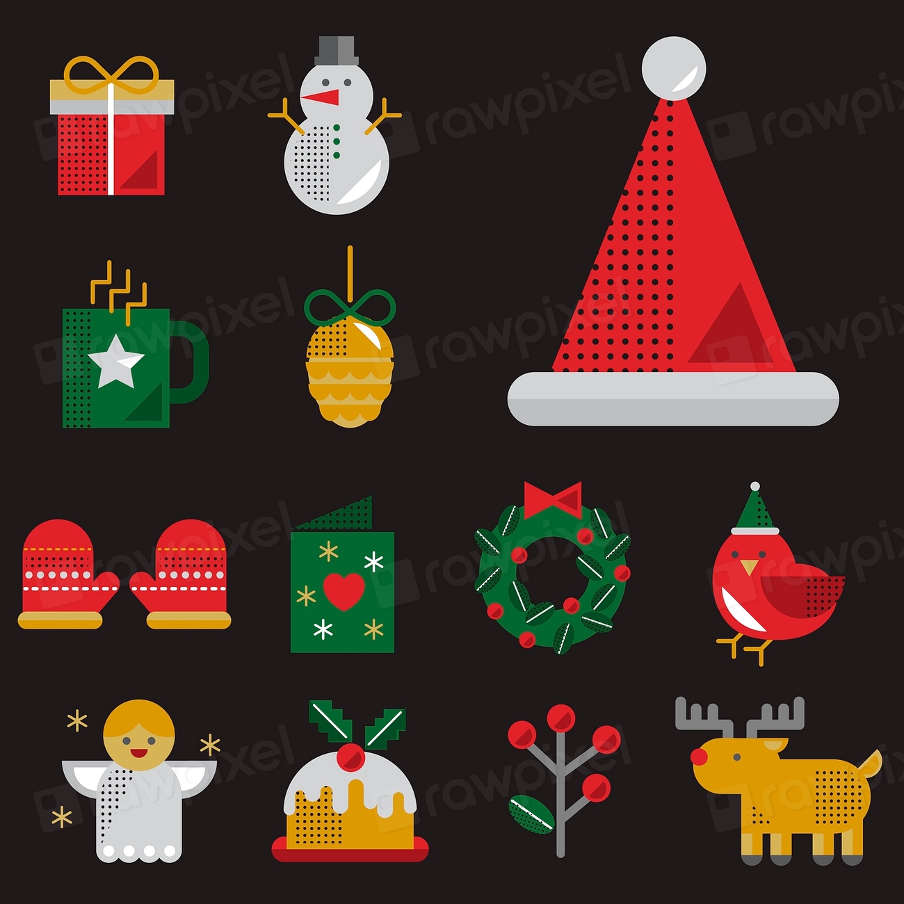 Christmas icons vector set | Free Vector - rawpixel