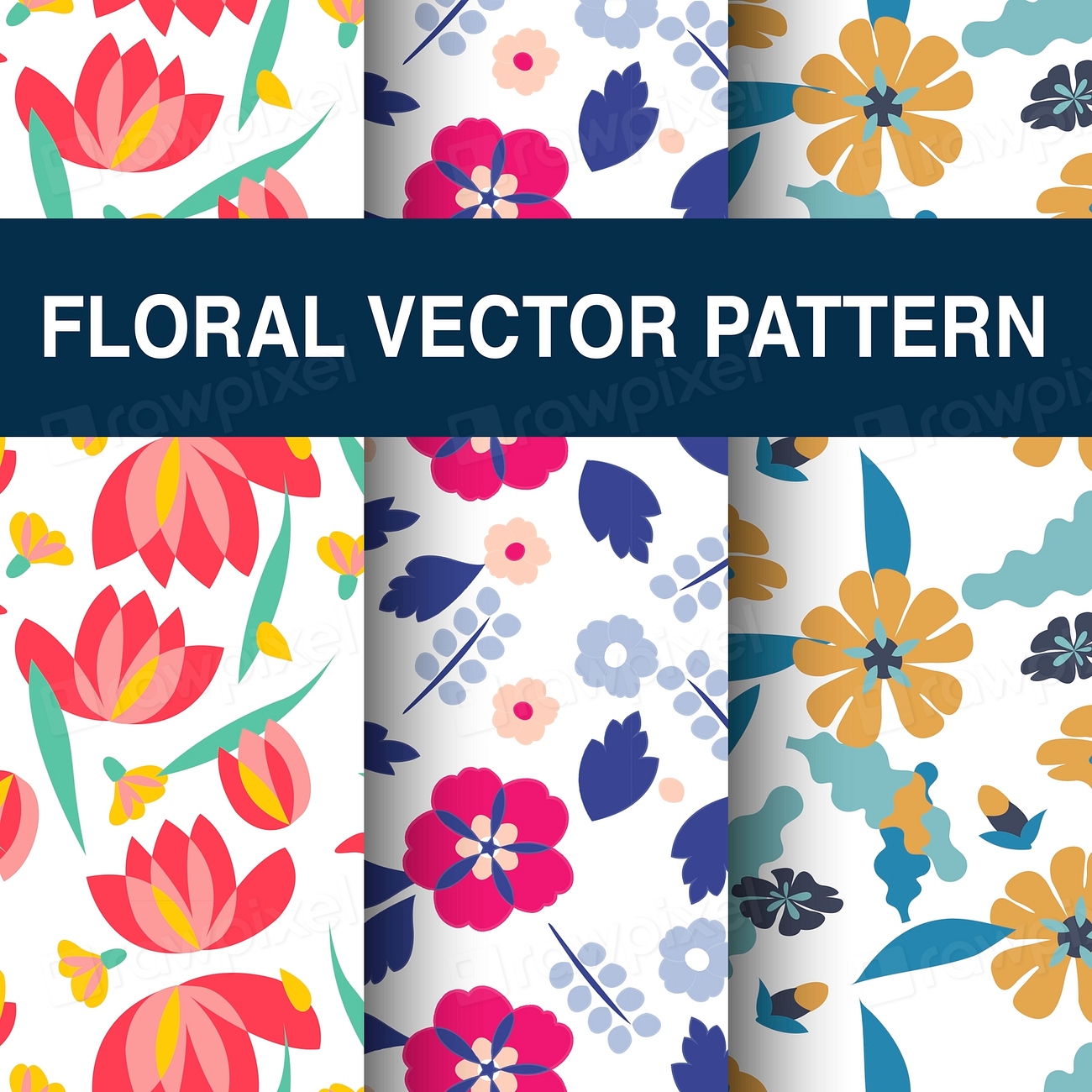 Set of floral vector patterns | Premium Vector - rawpixel
