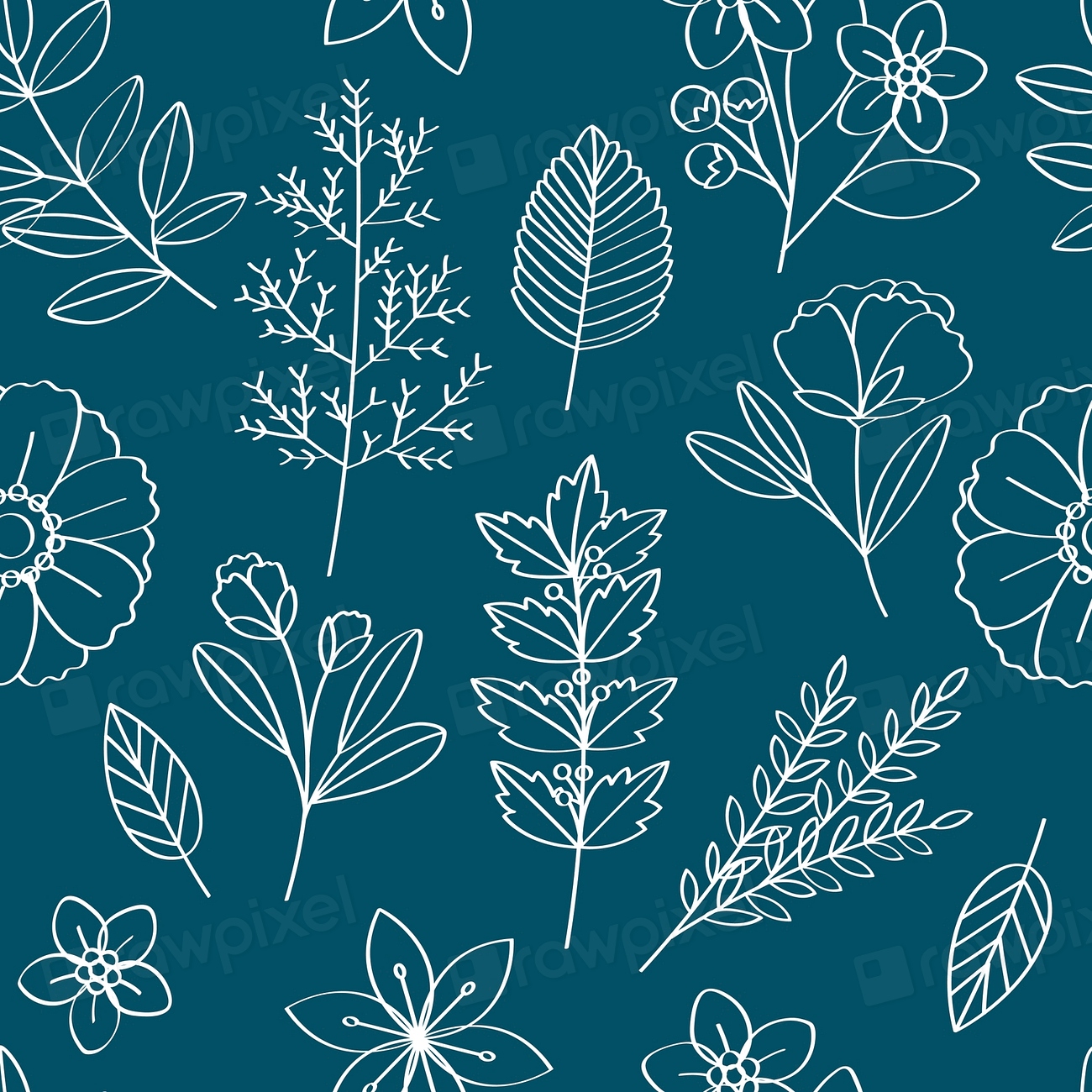 Seamless flower and leaves pattern | Premium Vector - rawpixel