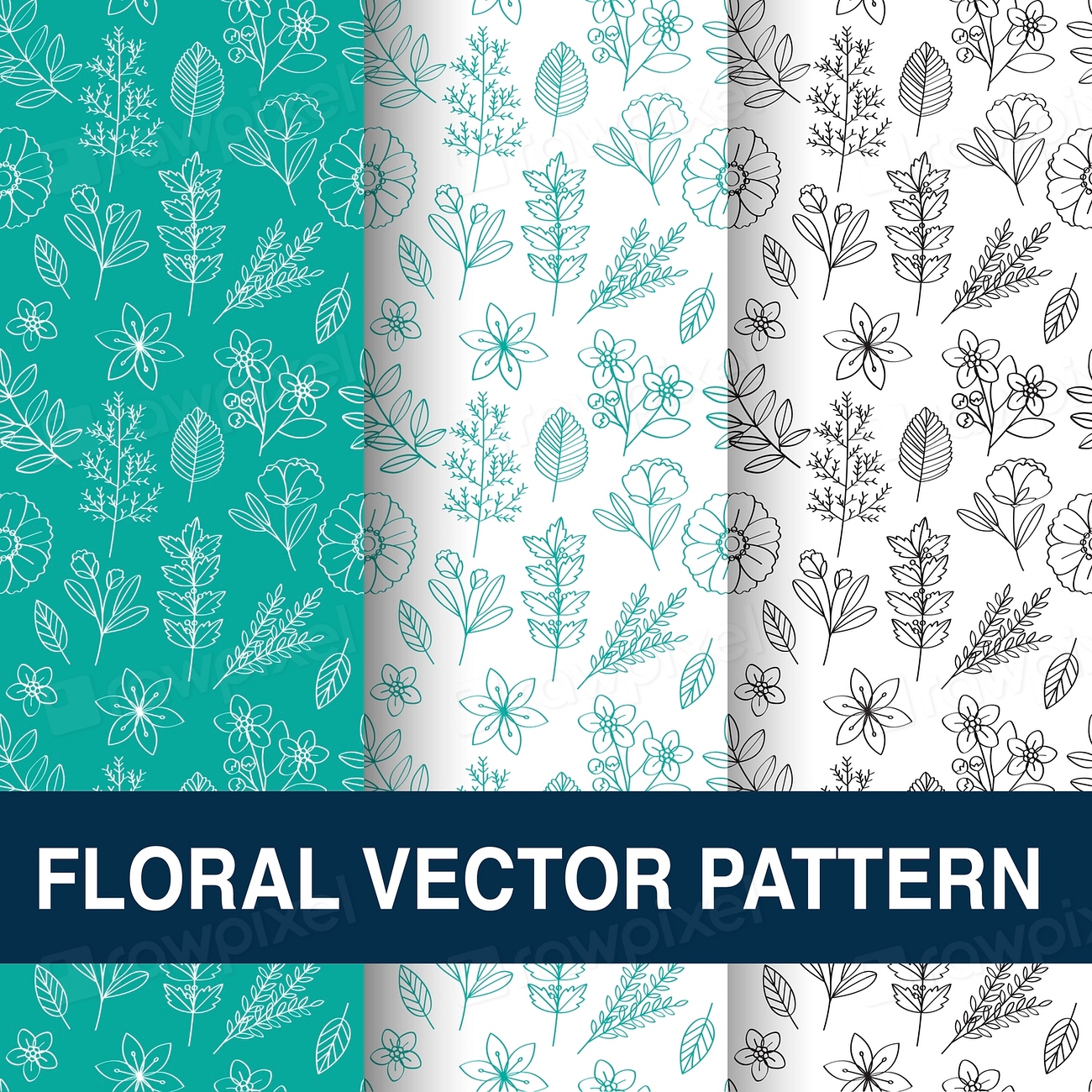 Set of floral vector patterns | Premium Vector - rawpixel
