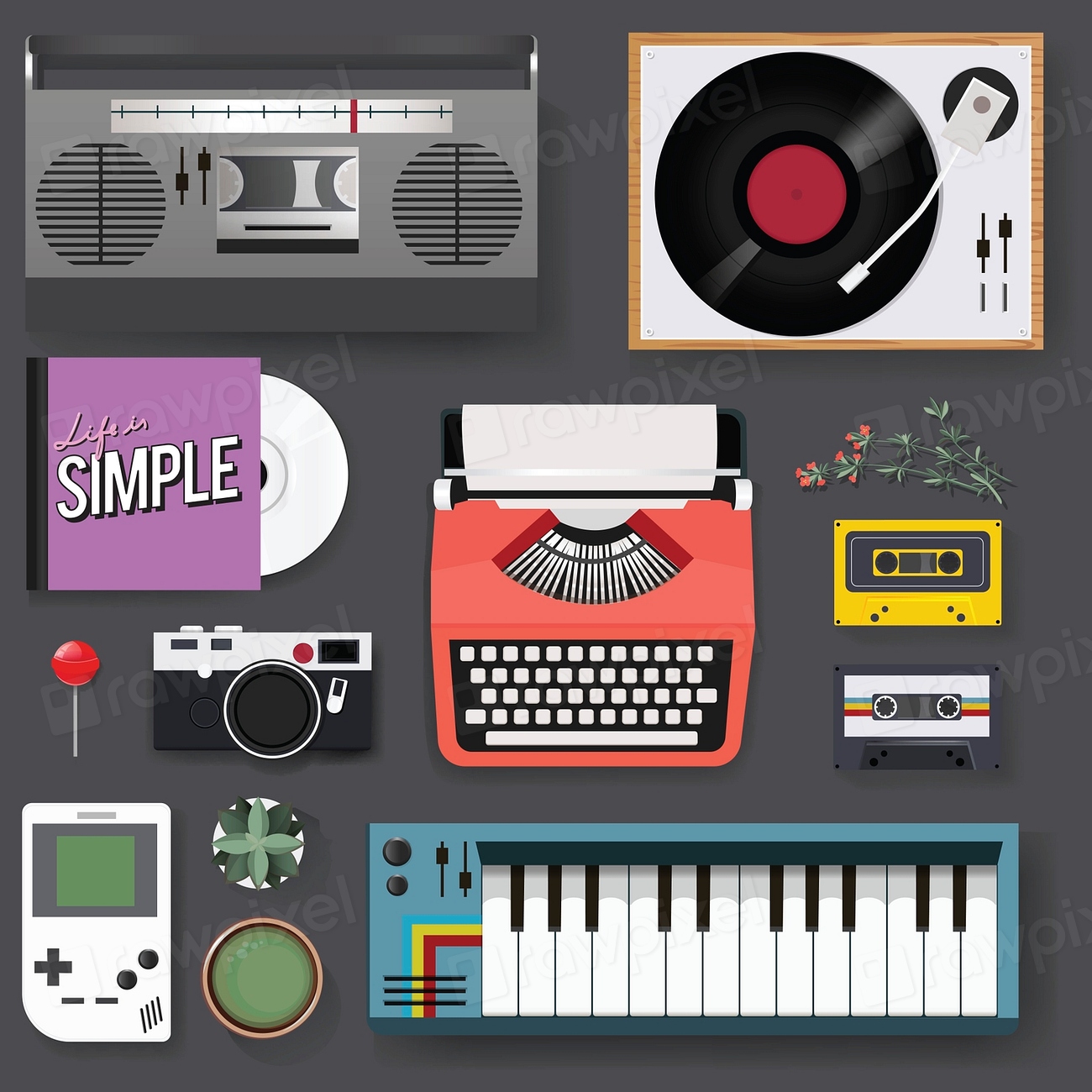 Illustration vintage music entertainment stuff | Premium Vector - rawpixel