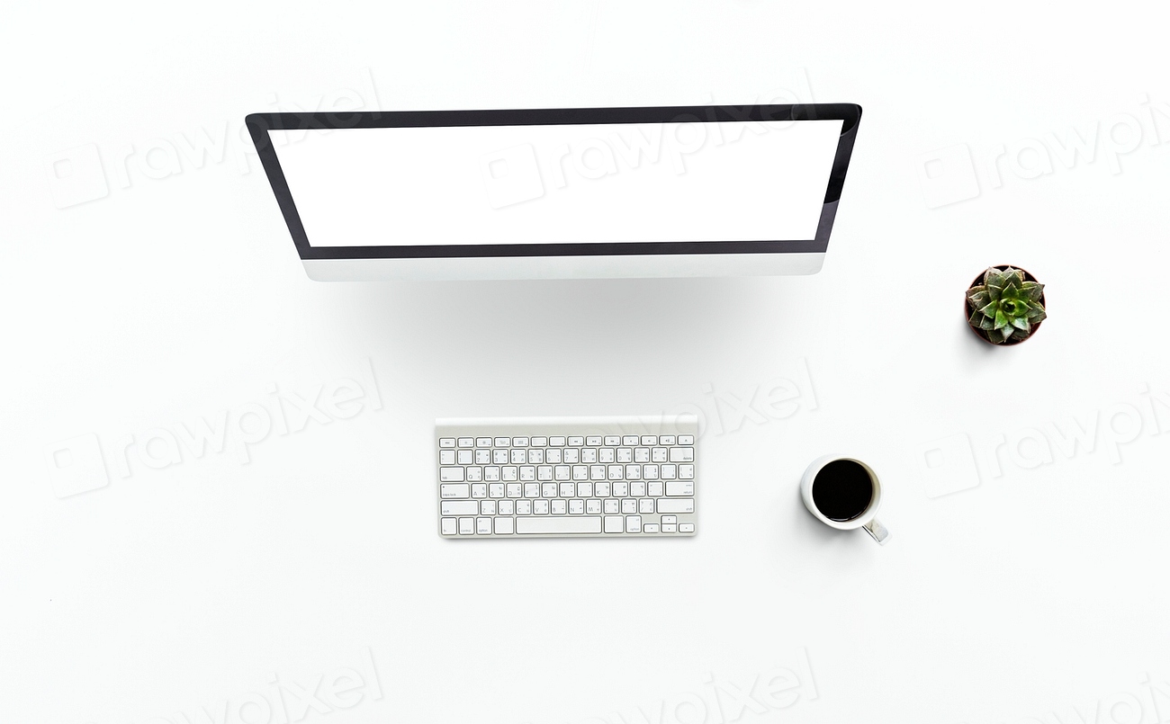 Ariel view using desktop computer | Premium PSD Mockup - rawpixel