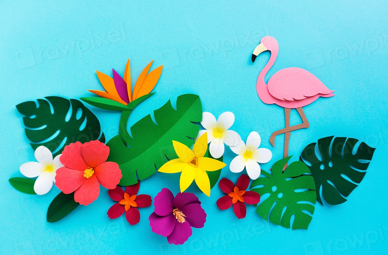 Flamingo Nature Papercraft Leaves Plants | Premium Photo - rawpixel