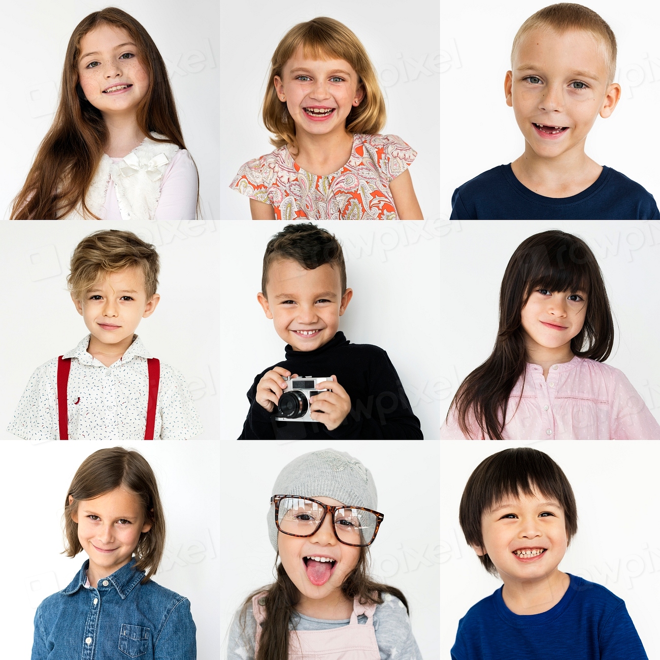 Set of portraits of kids | Premium Photo - rawpixel