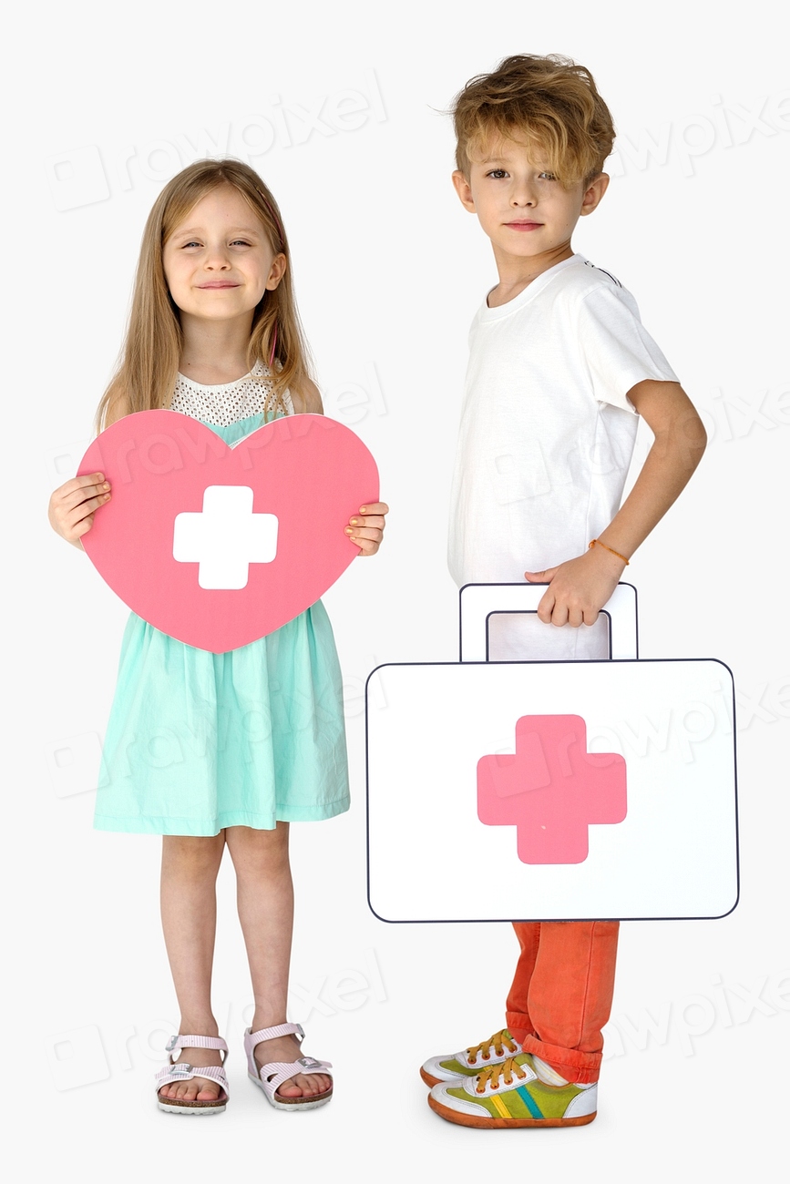 Little Children Holding First Aid | Premium PSD - rawpixel