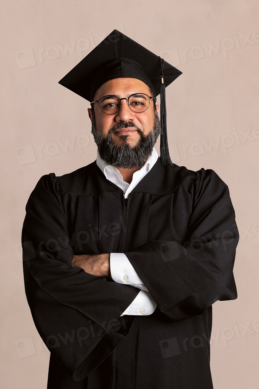 Proud senior man graduation gown | Premium PSD - rawpixel