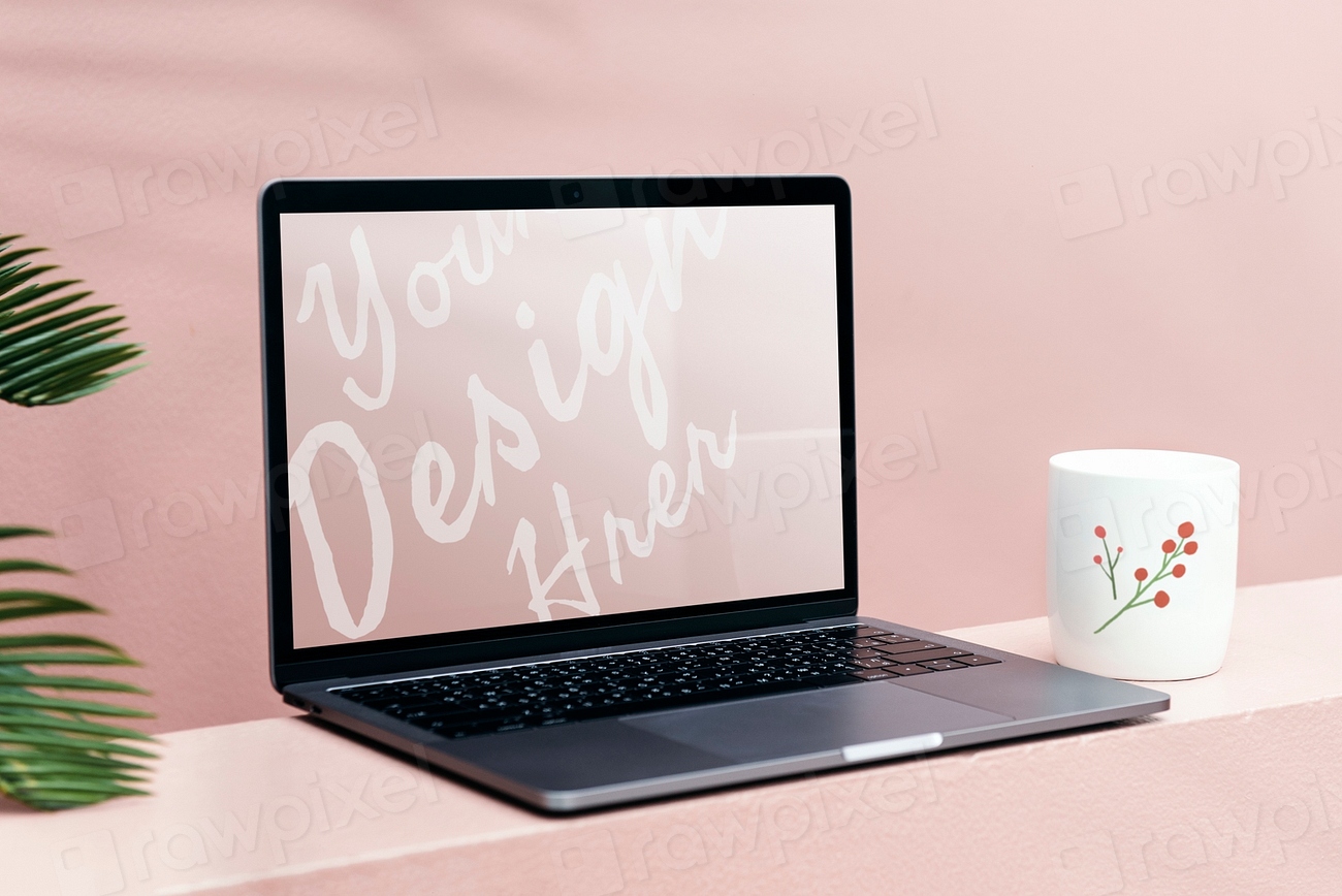 Laptop mockup with a pastel | Premium PSD Mockup - rawpixel