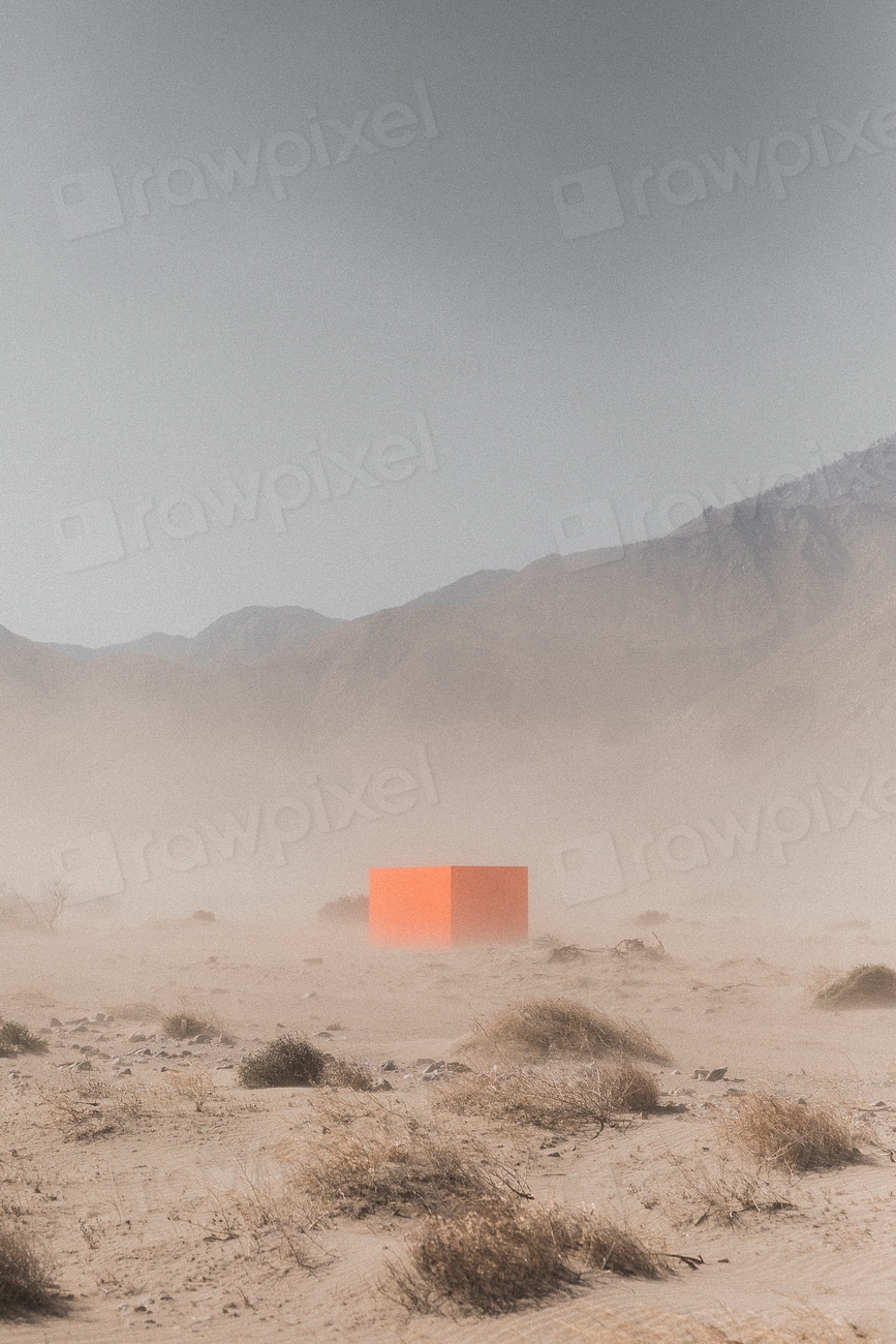 Orange cube Californian desert | Free Photo - rawpixel