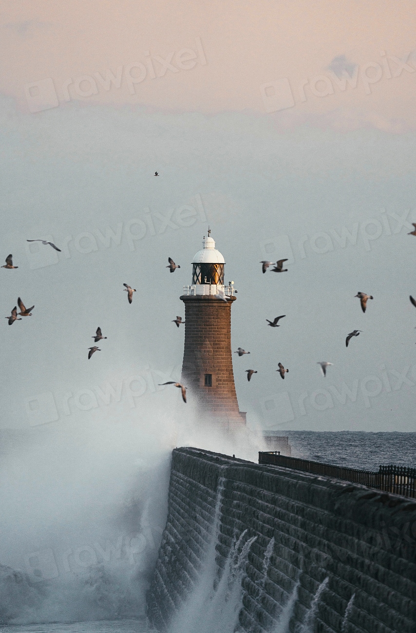 Huge wave hitting lighthouse Scotland | Premium Photo - rawpixel