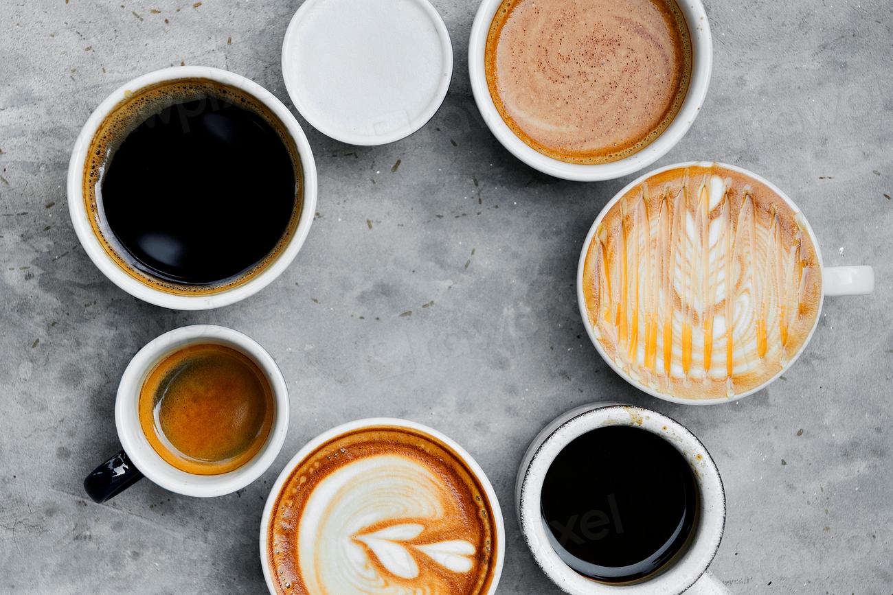 Aerial view of various coffee | Free Photo - rawpixel
