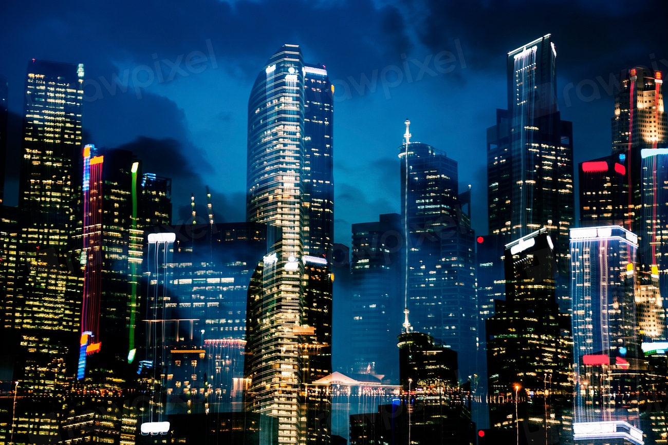 Night cityscape skylines in a big | Free Photo - rawpixel