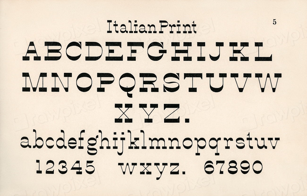 Italian print fonts Draughtsman's Alphabets | Free Photo - rawpixel