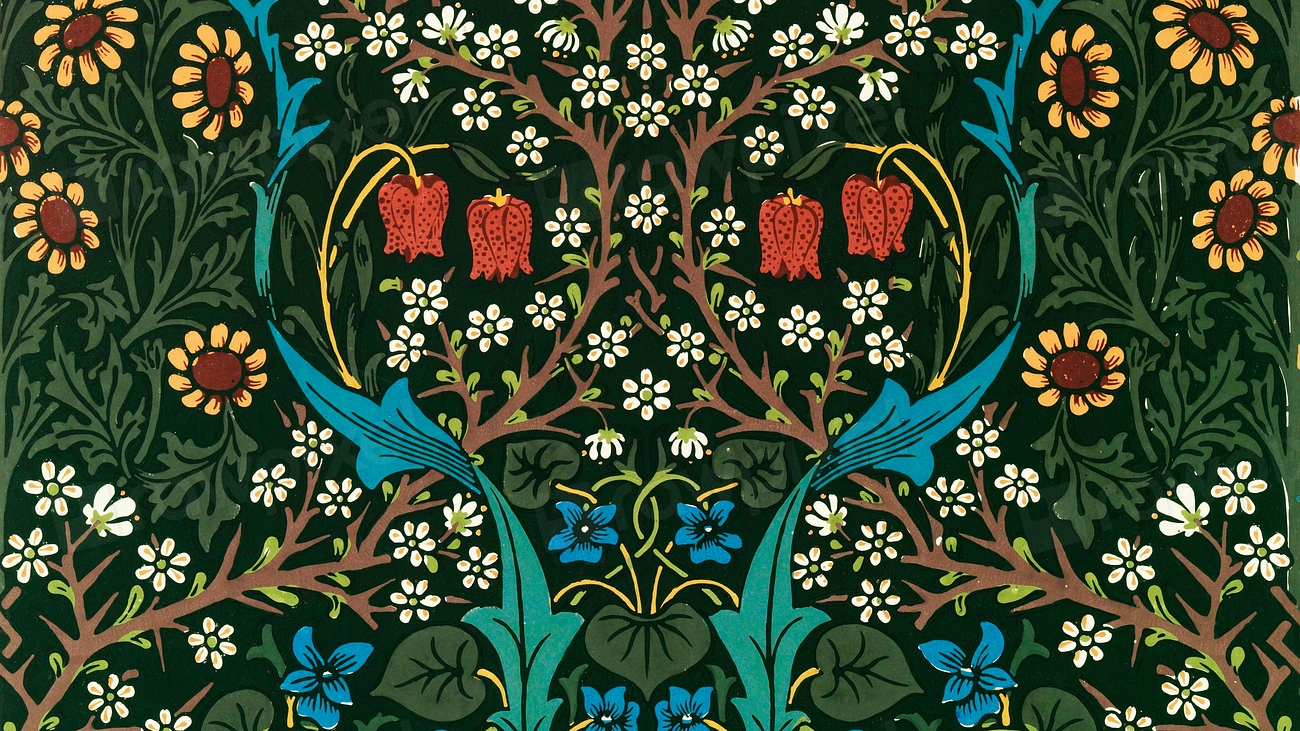 William Morris pattern wallpaper, tulip | Premium Photo - rawpixel