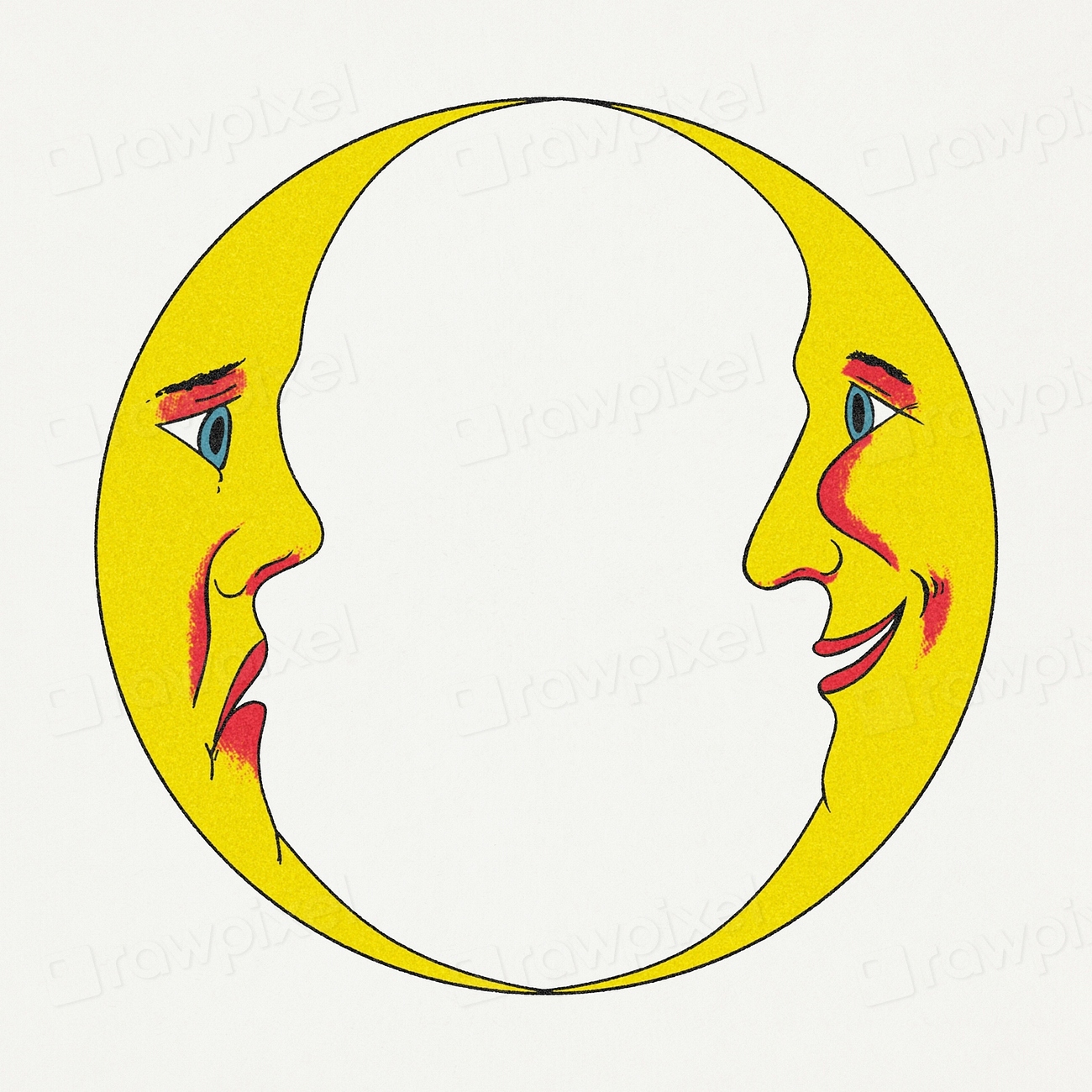Celestial double crescent moon face | Premium PSD - rawpixel