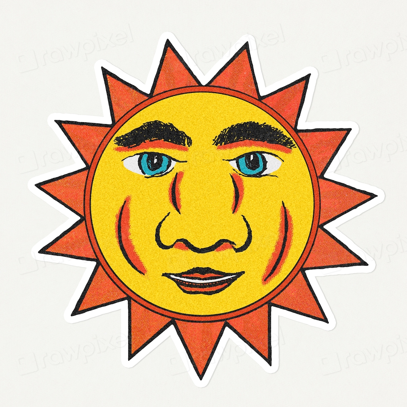 Celestial sun face ray sticker | Premium PSD - rawpixel