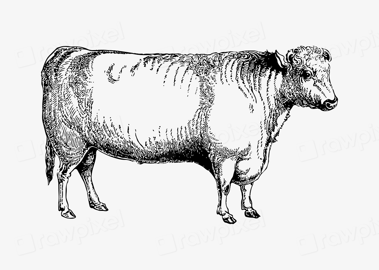 Drawing of shorthorn bull | Free Vector Illustration - rawpixel