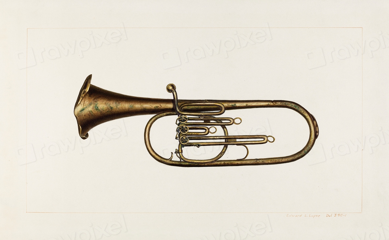 Baritone Horn (ca. 1938) Edward | Free Photo Illustration - rawpixel