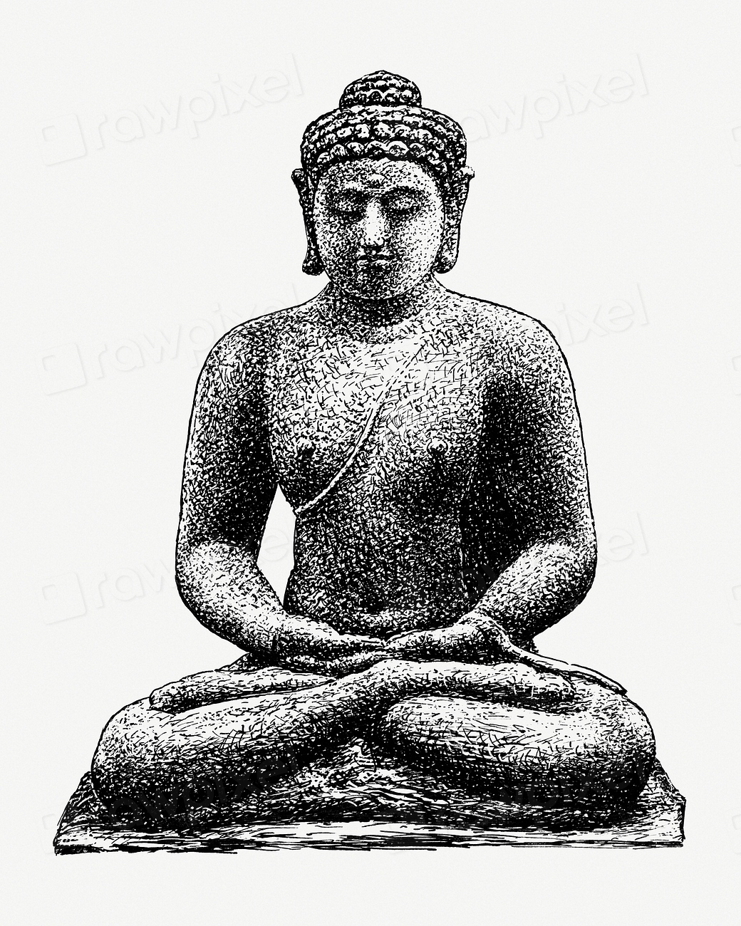 Buddha statue psd vintage illustration, | Premium PSD Illustration ...