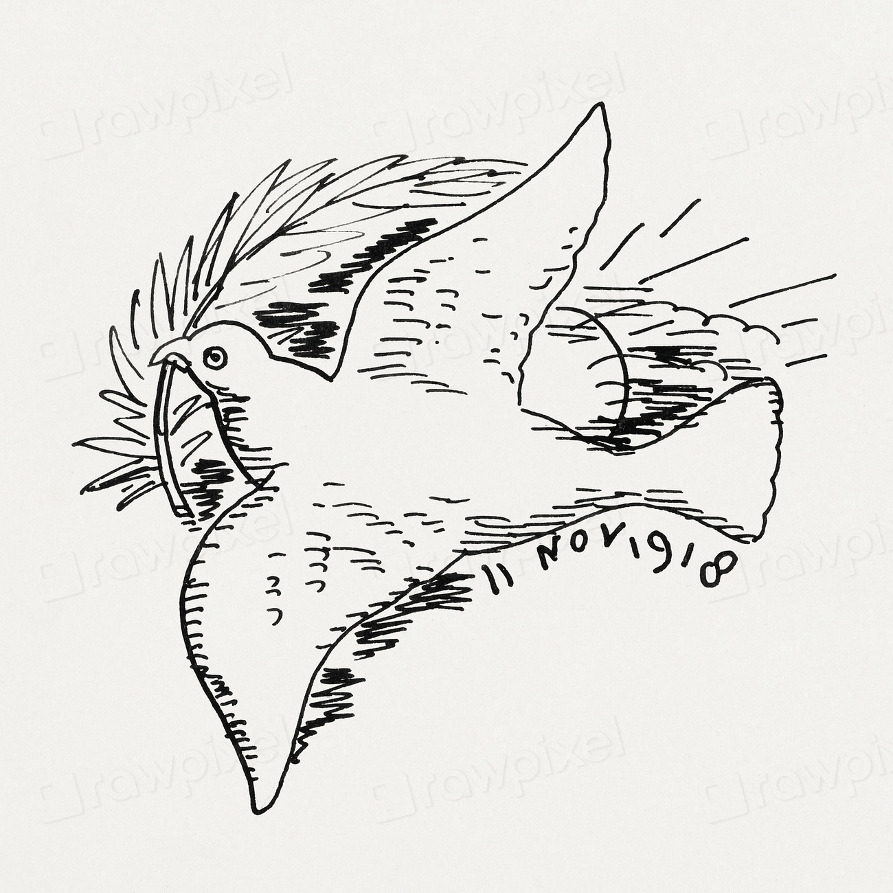Peace Dove (1918) drawing high | Free Photo Illustration - rawpixel