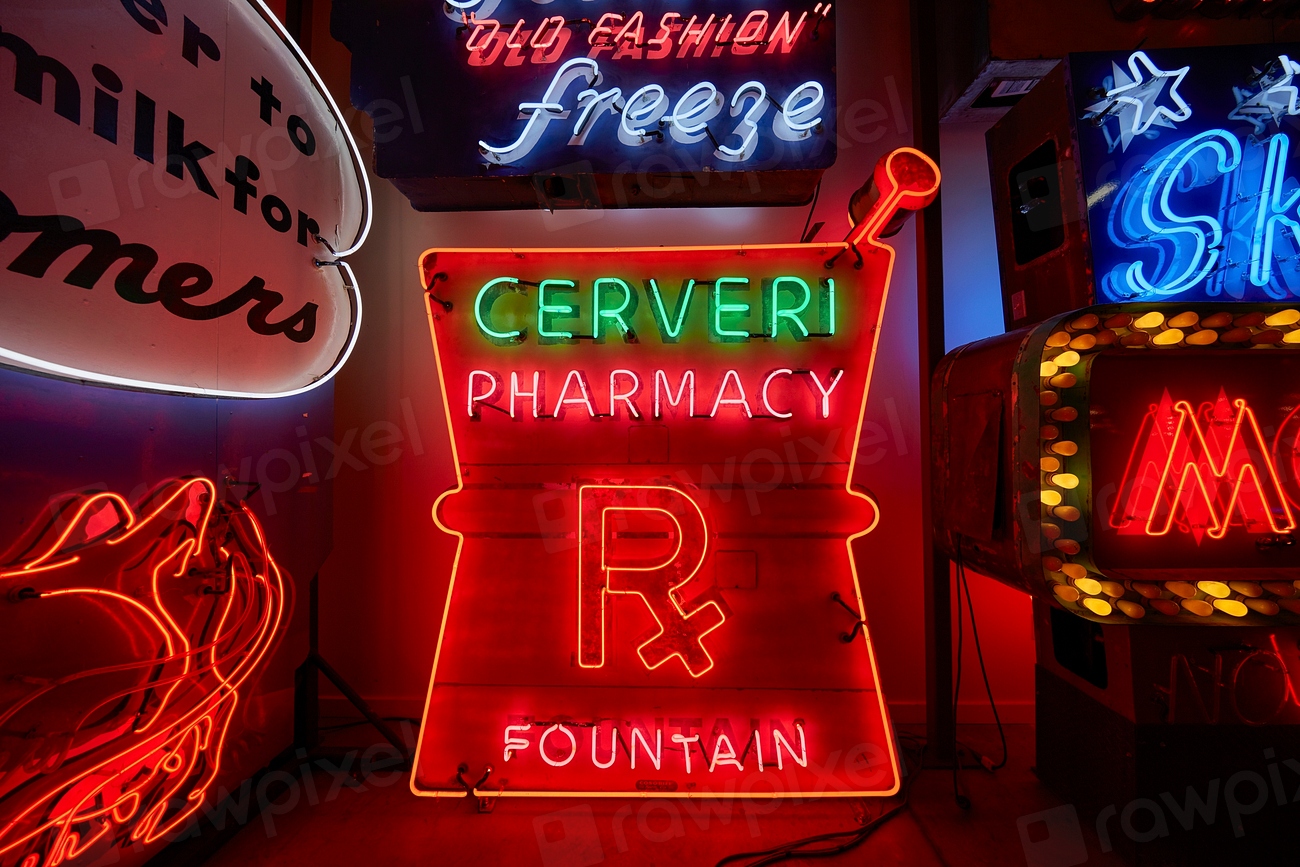 Advertisement neons sigs American Sign | Free Photo - rawpixel