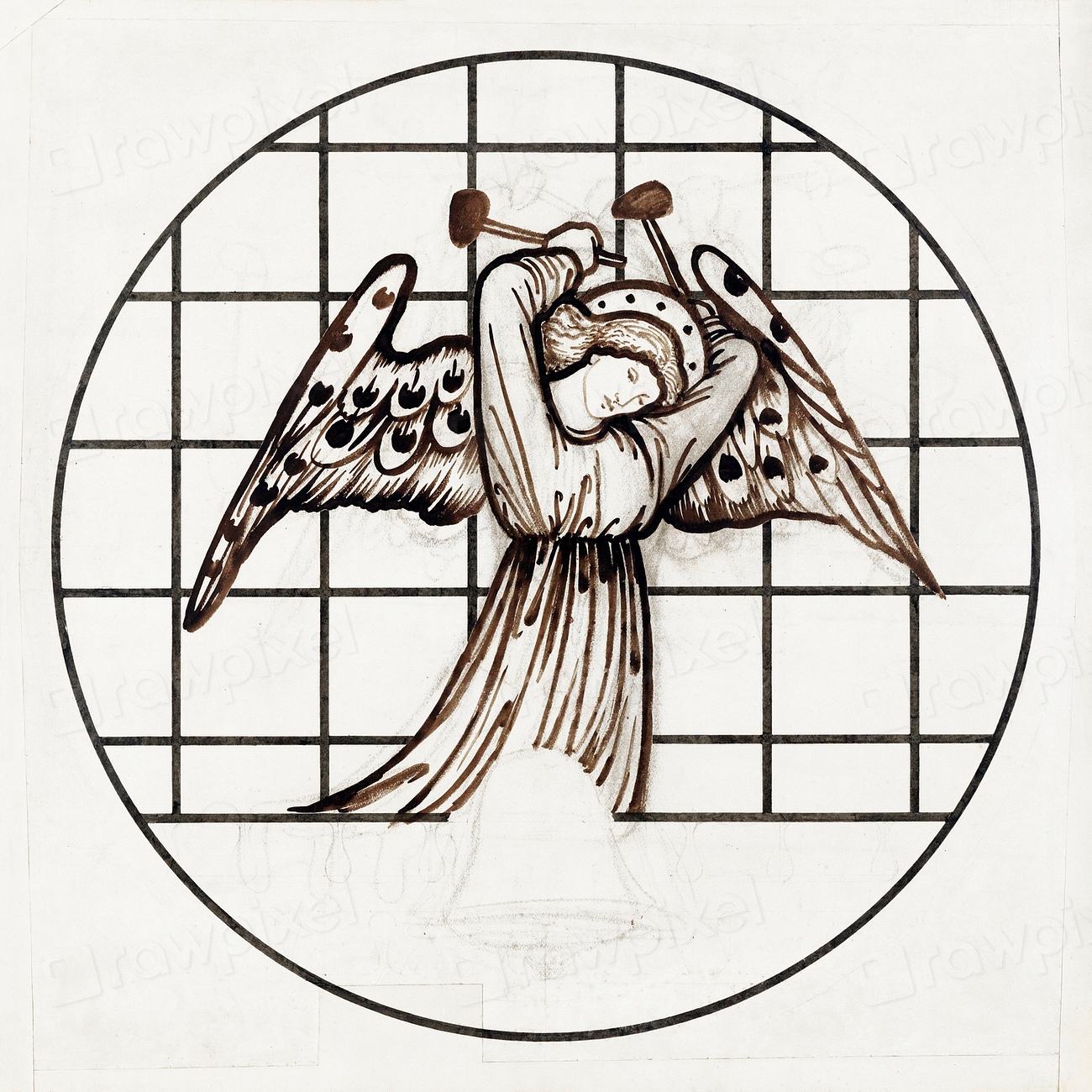 Angel playing Bells (1862) drawing | Free Photo Illustration - rawpixel