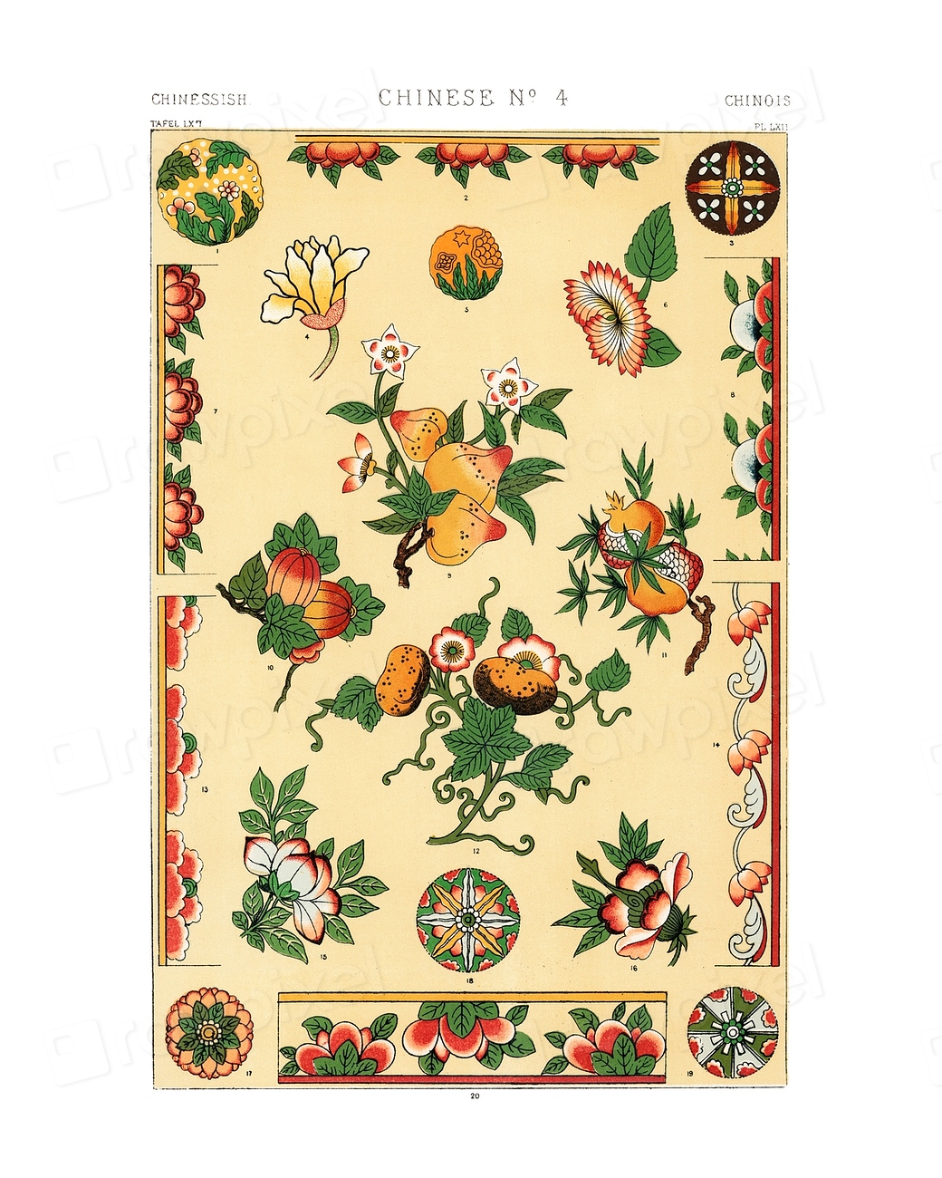 Vintage Chinese flower pattern wall | Photo - rawpixel