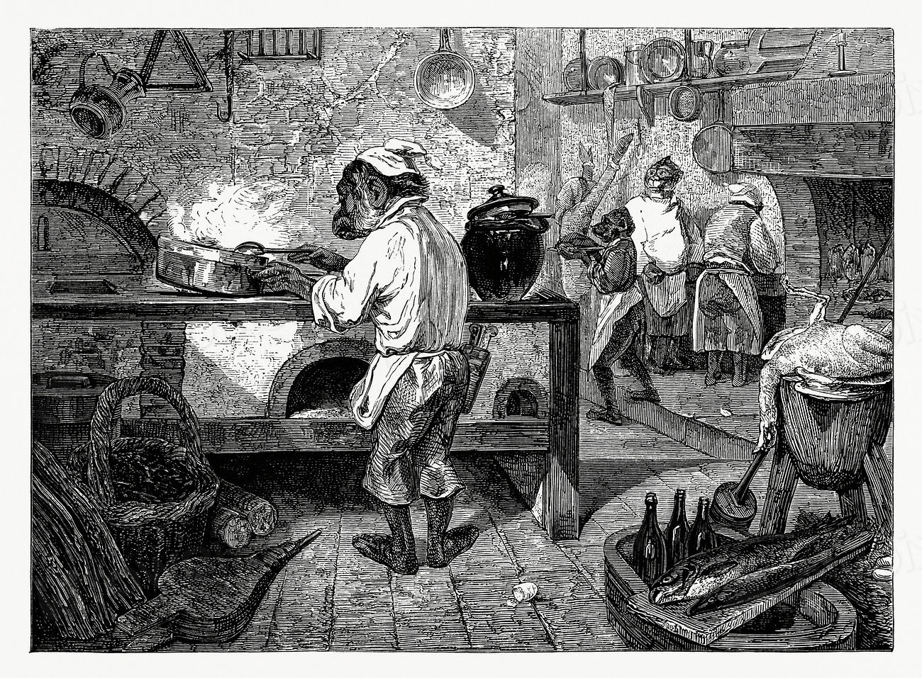 Cook Monkey (1862) Gazette Des | Free Photo Illustration - rawpixel