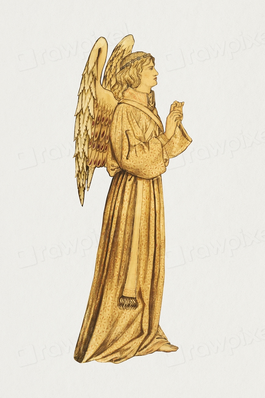 Vintage gold angel illustration design | Premium PSD - rawpixel