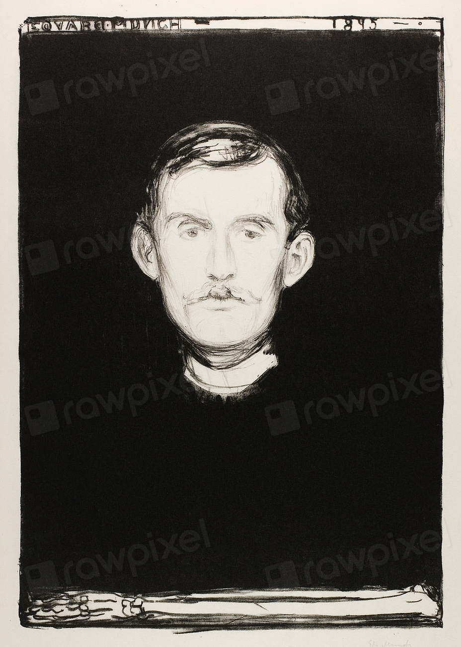 Self–Portrait (1895) Edvard Munch. Original | Free Photo Illustration ...
