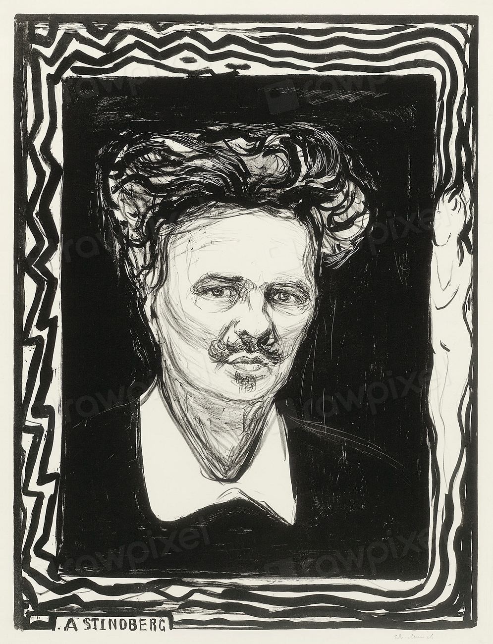 August Strindberg (1896) Edvard Munch. | Free Photo Illustration - rawpixel