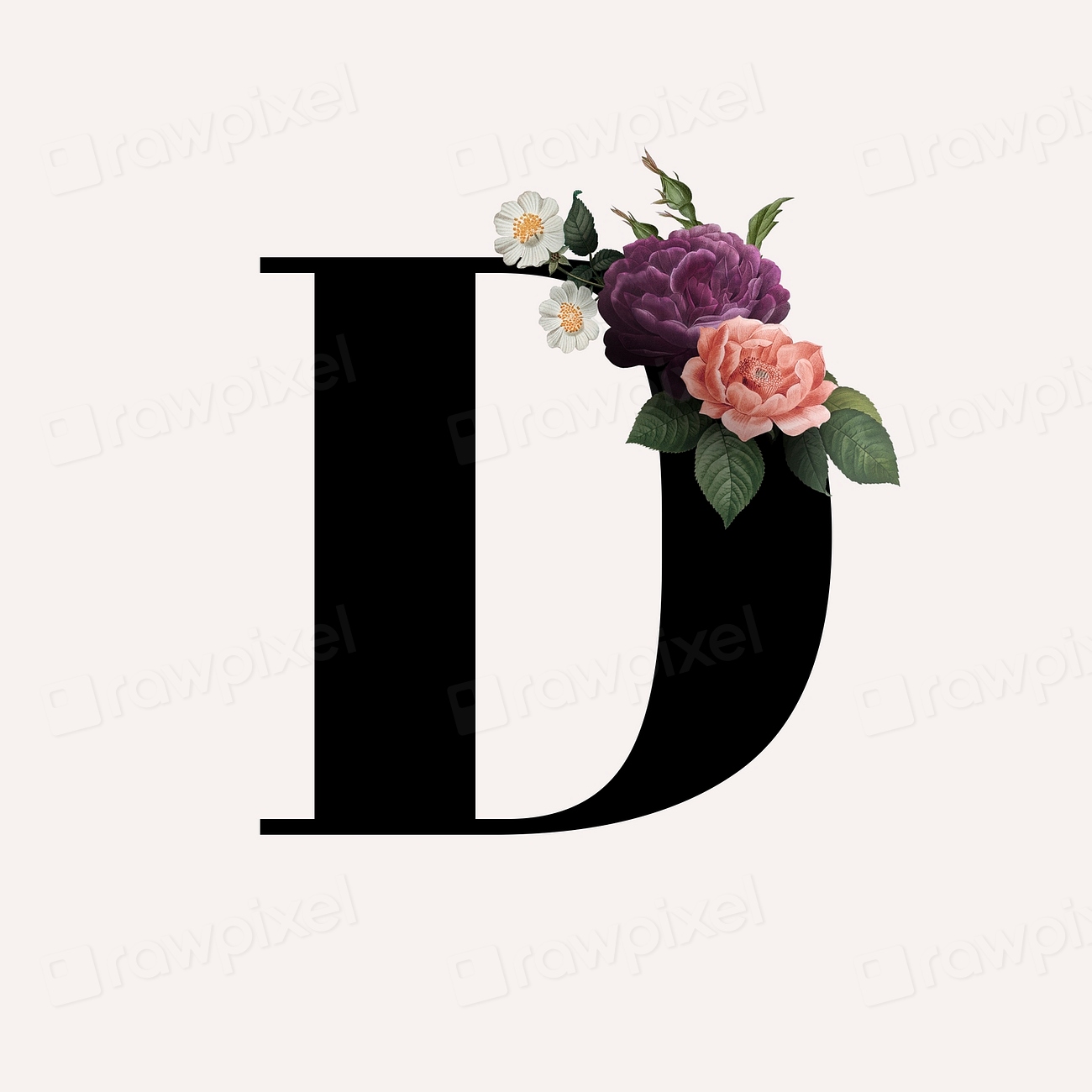 Classic and elegant floral alphabet | Premium PSD - rawpixel