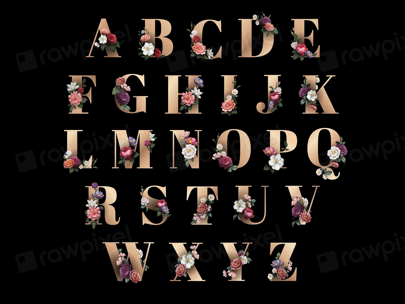 Classic and elegant floral alphabet | Premium Vector - rawpixel