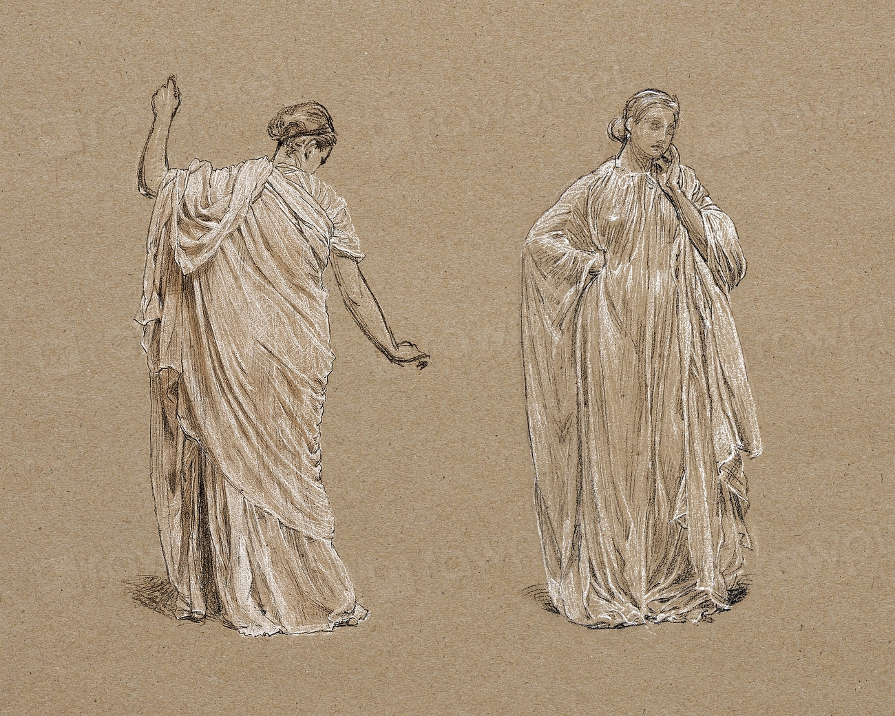 Draped Model (ca. 1865–2867) drawing | Free Photo Illustration - rawpixel