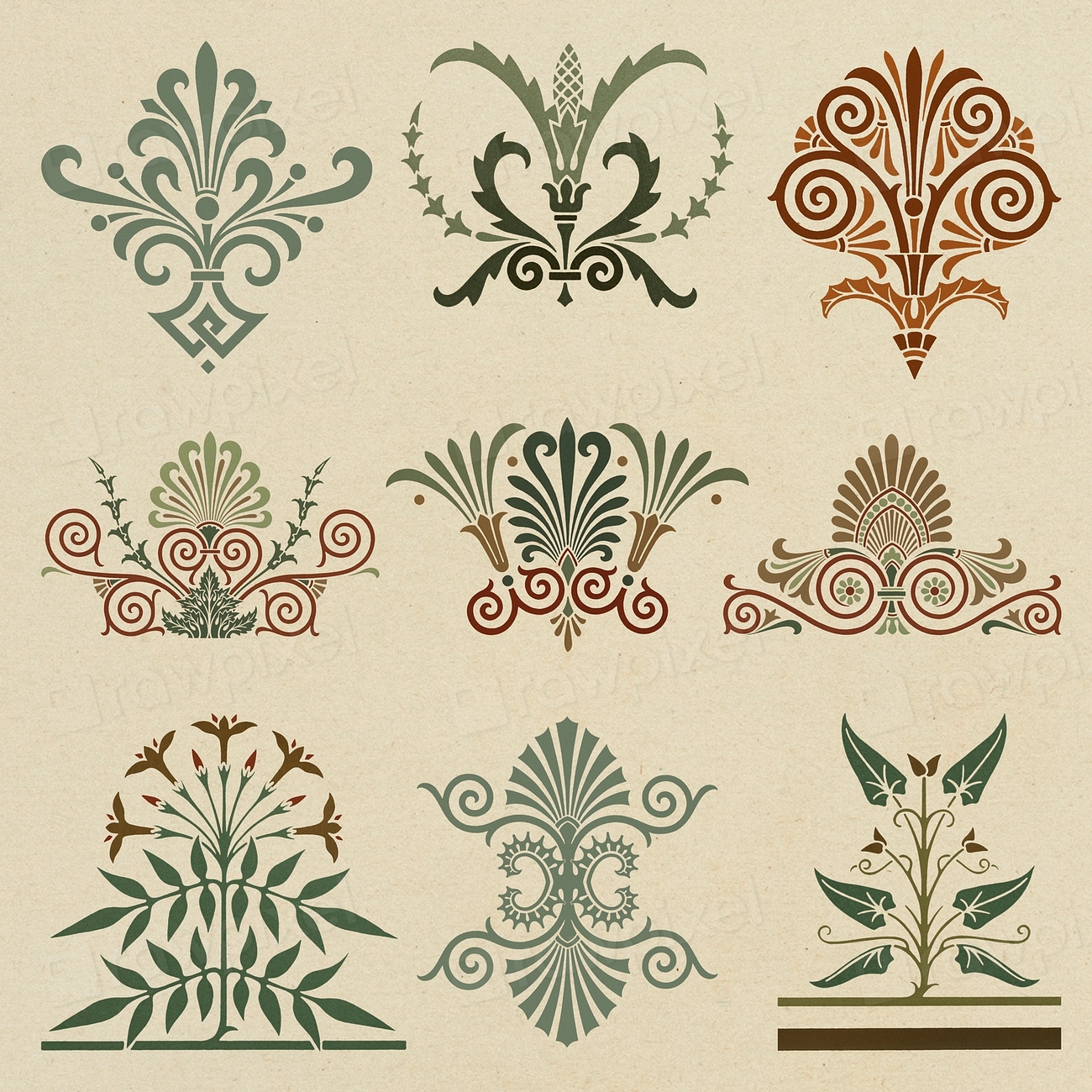 Greek ornamental element psd set | Premium PSD - rawpixel