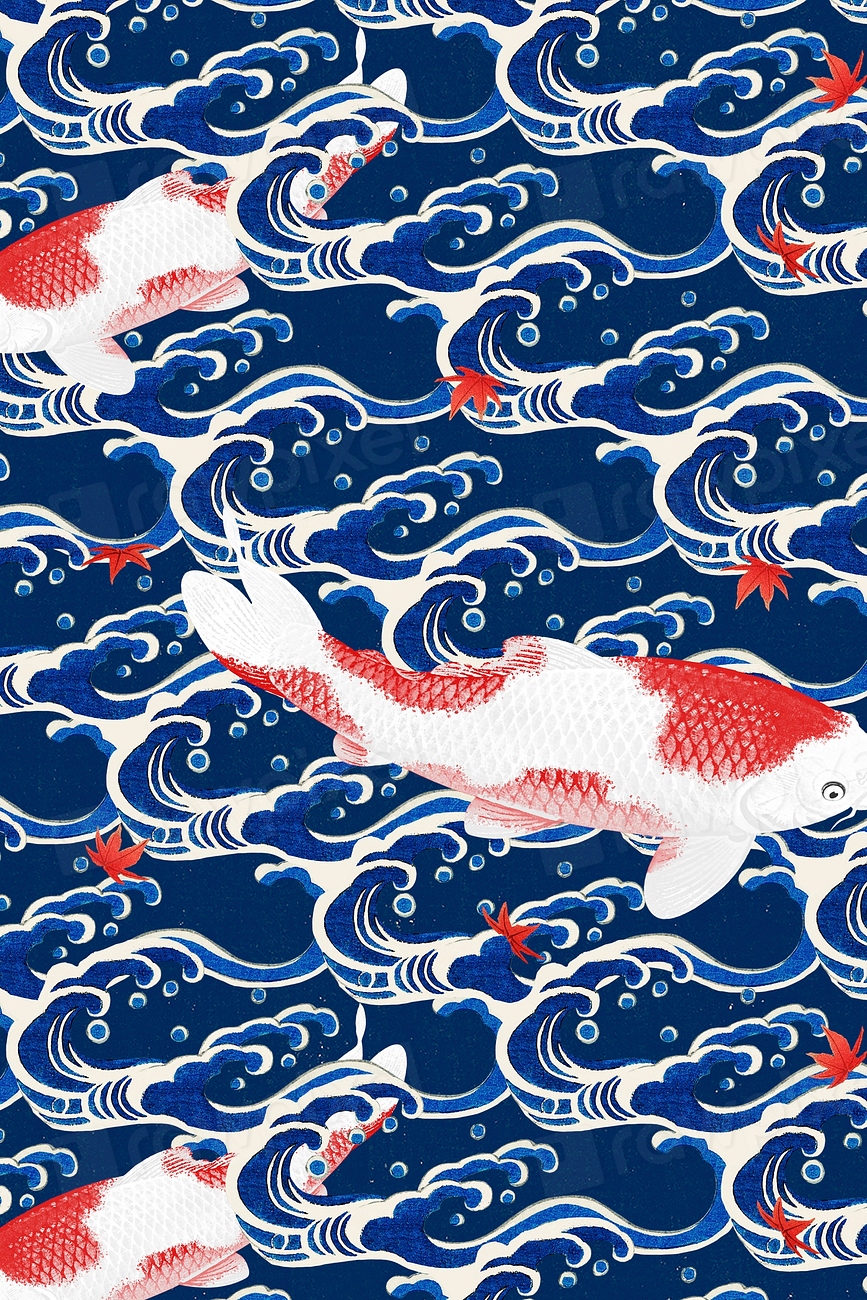 Traditional Japanese koi fish pattern | Premium PSD - rawpixel