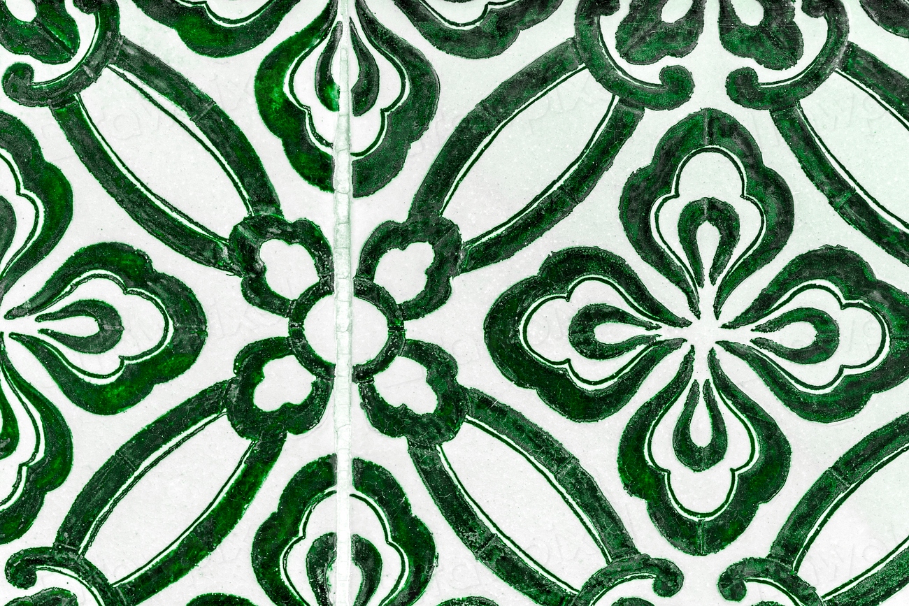 Mediterranean vintage green flower tiles | Premium Photo - rawpixel