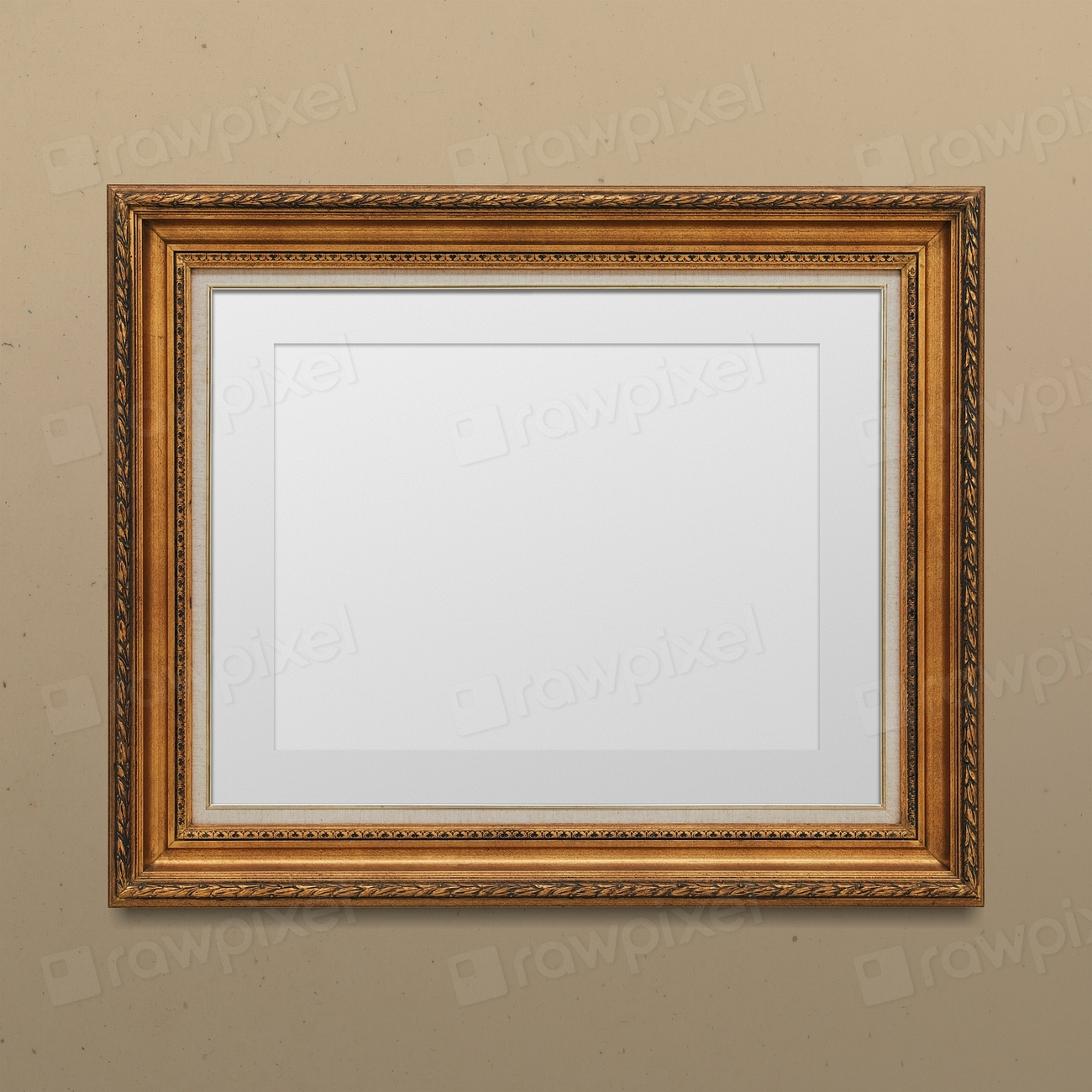 Vintage rectangle gold picture frame | Premium PSD Mockup - rawpixel