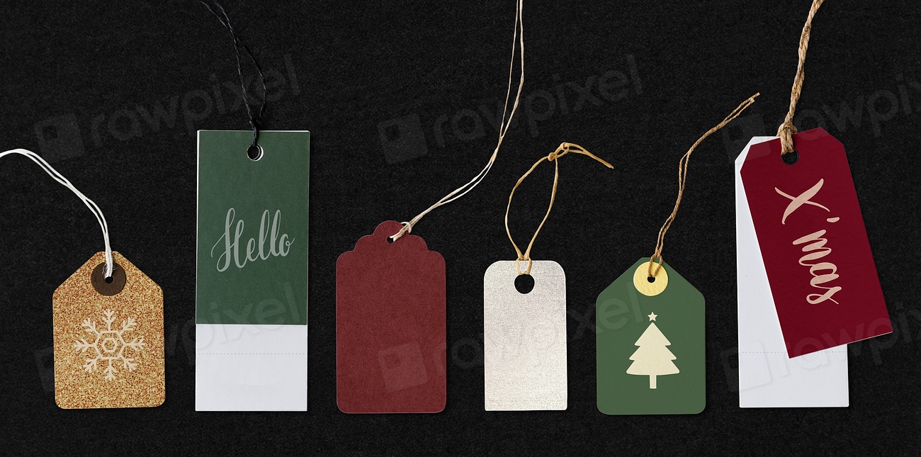 Colorful Christmas labels and tags | Free PSD Mockup - rawpixel