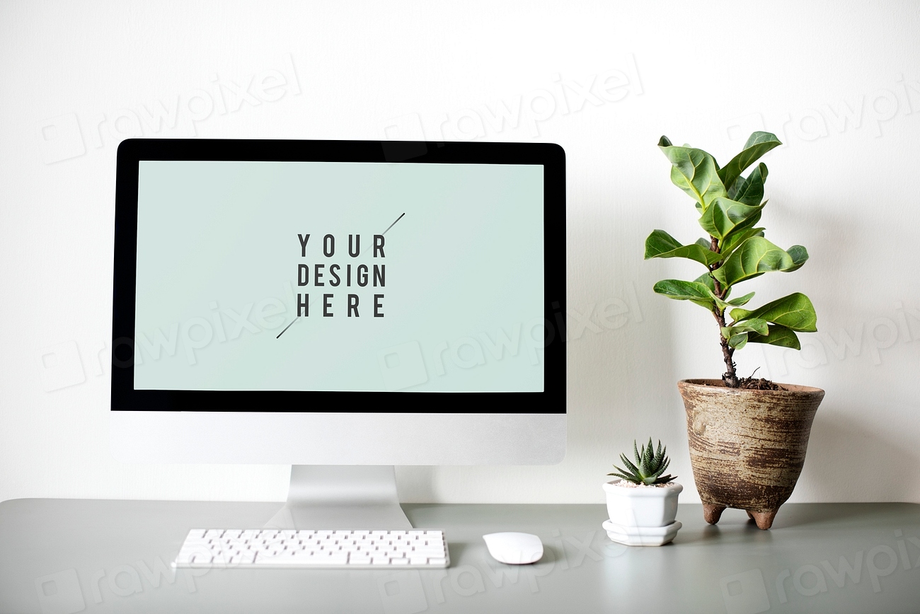 Computer monitor screen mockup desk | Premium PSD Mockup - rawpixel