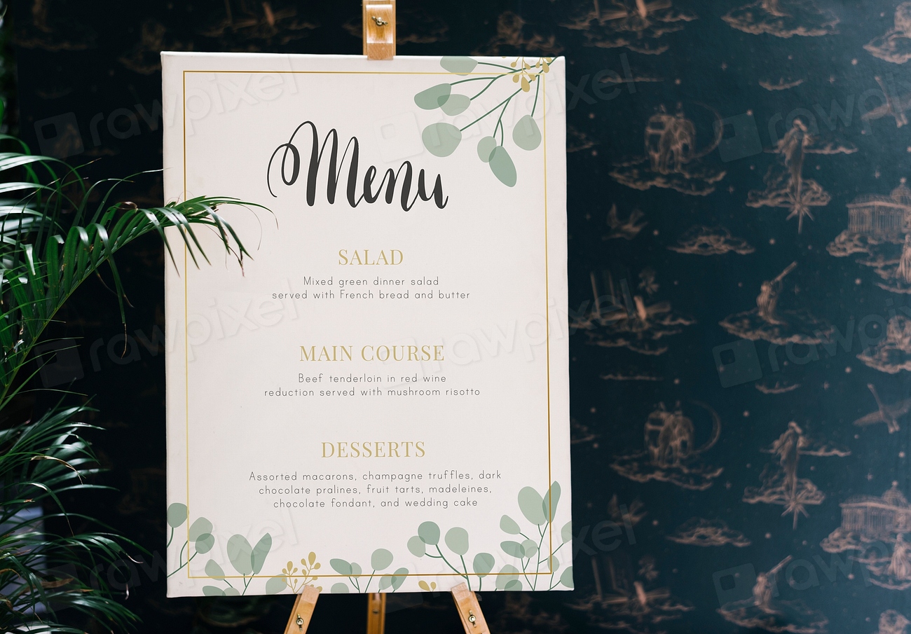 Restaurant today's menu an easel | Premium PSD Mockup - rawpixel