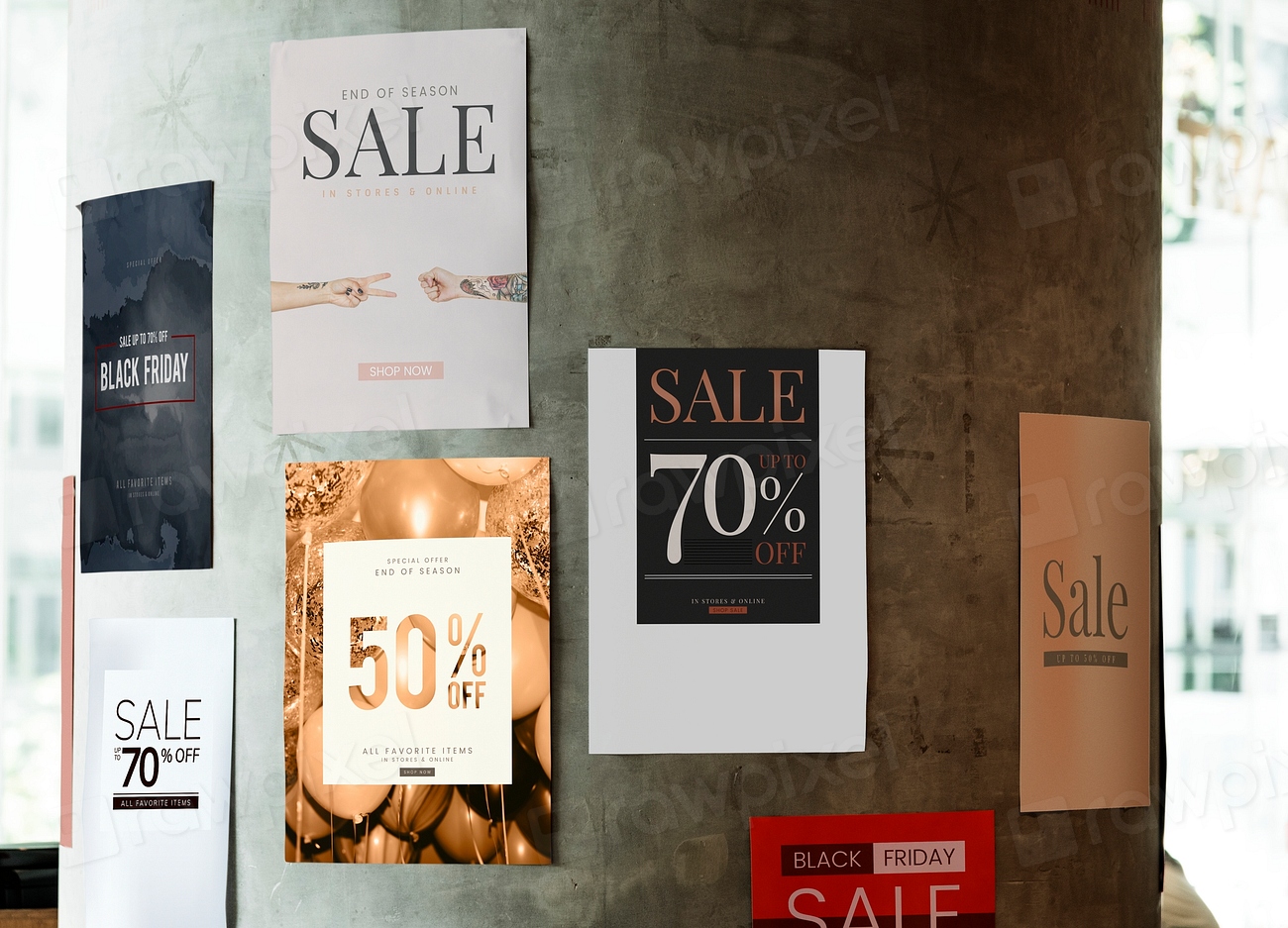 Different sale posters wall | Premium PSD Mockup - rawpixel