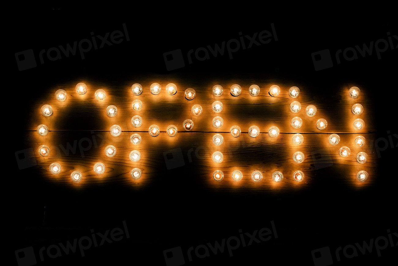 Light bulbs spelling open sign | Free Photo - rawpixel