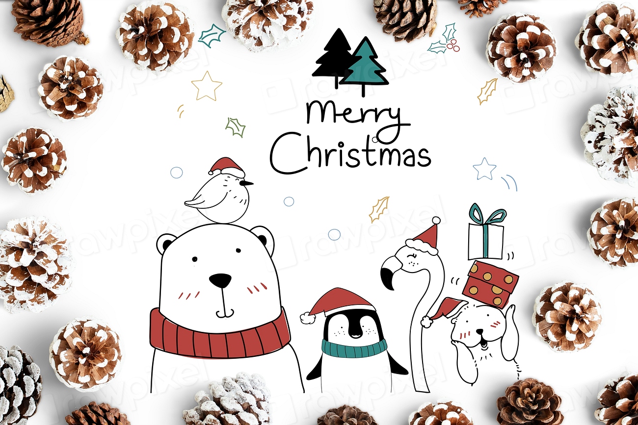 Cute Merry Christmas greeting card | Premium PSD - rawpixel