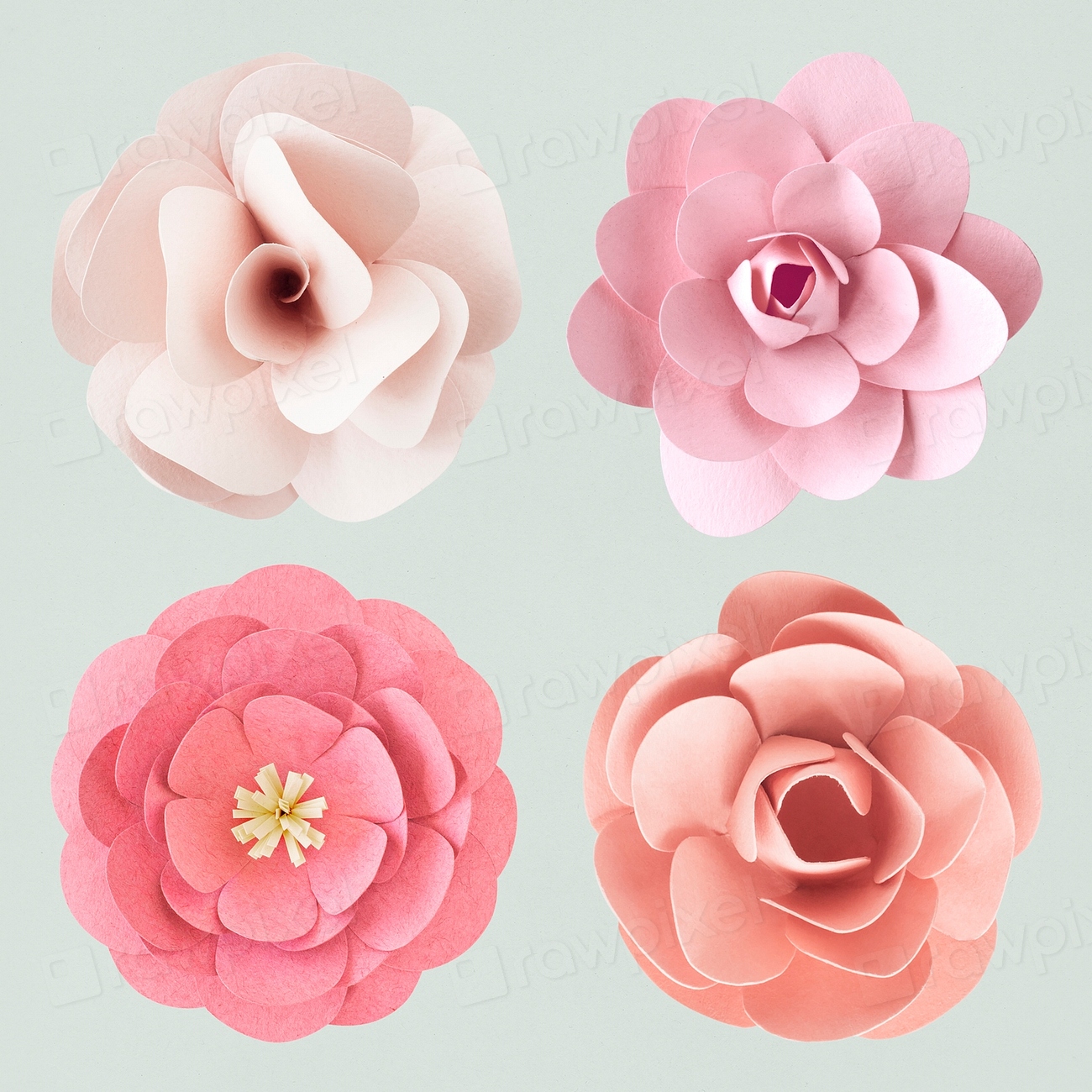 Pink rose paper craft set | Premium PSD - rawpixel