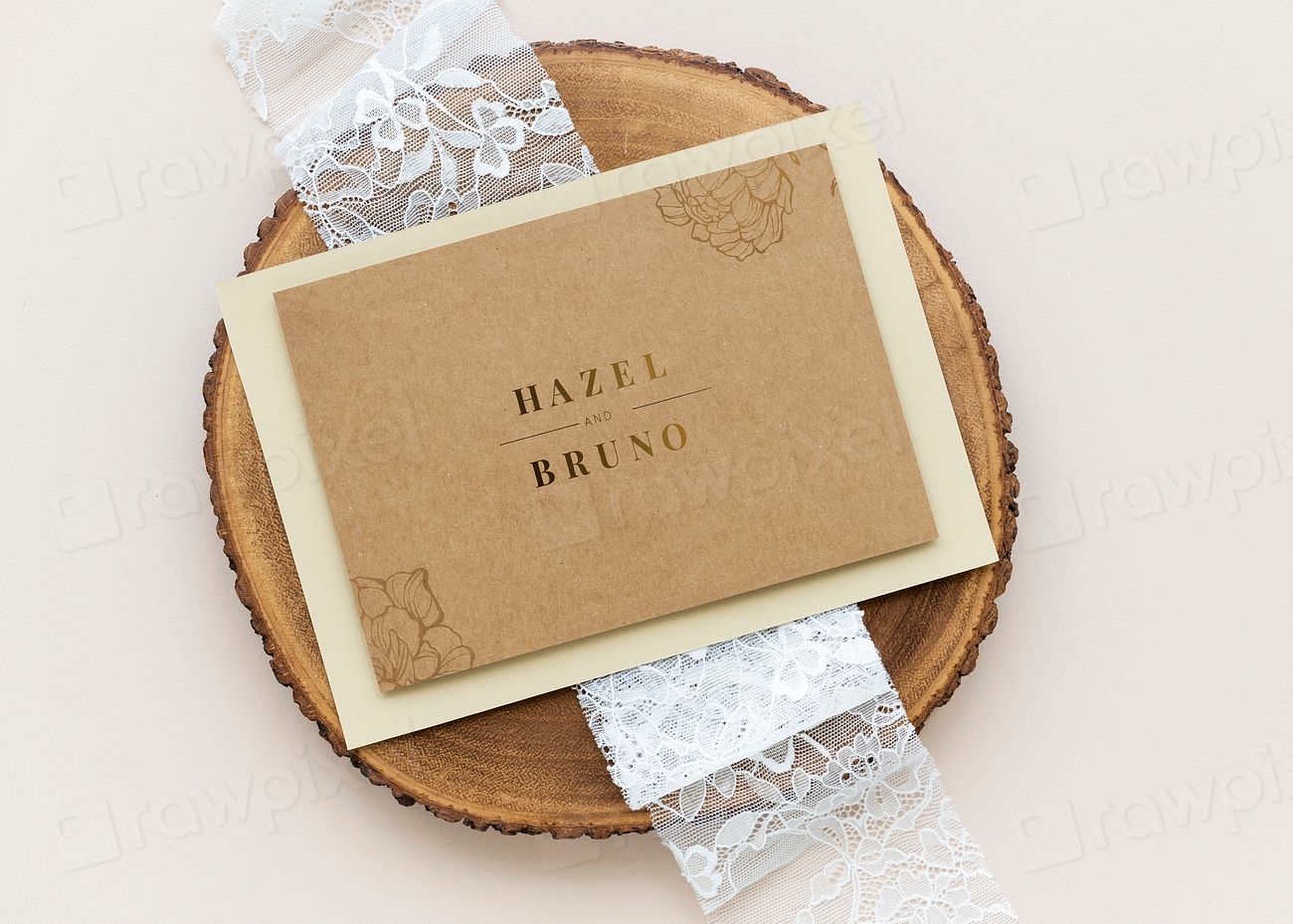 Brown card template mockup wooden | Premium PSD Mockup - rawpixel