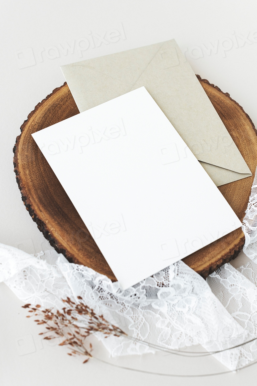 Blank white card wooden plate | Premium Photo - rawpixel
